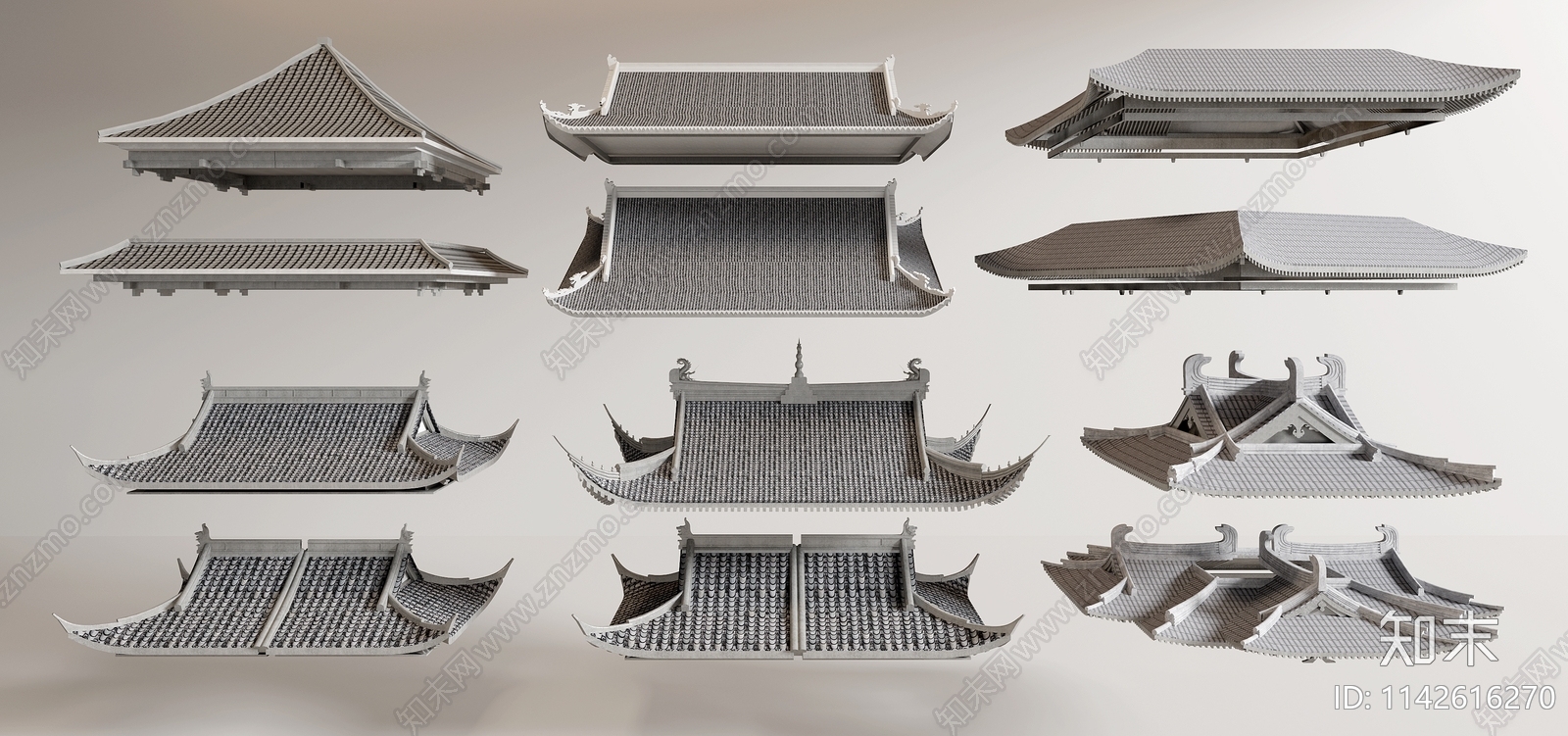 中式建筑构件3d模型下载【id1142616270】知末3d模型网