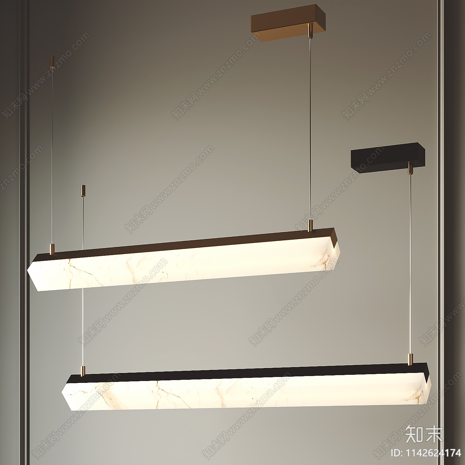 现代长条吊灯3d模型下载【id1142624174】知末3d模型网