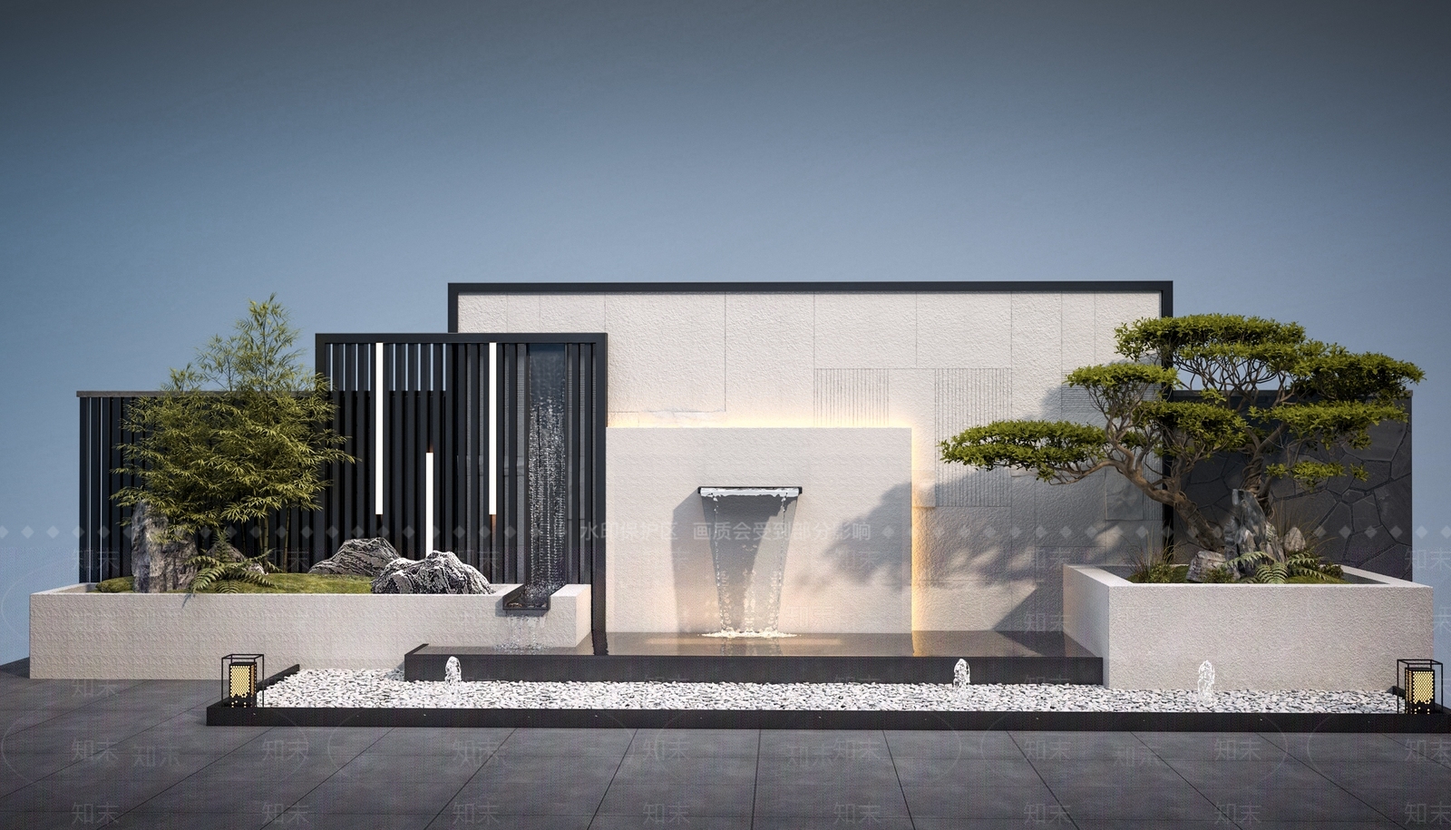 现代水景墙SU模型下载【ID:1142683121】_知末su模型网