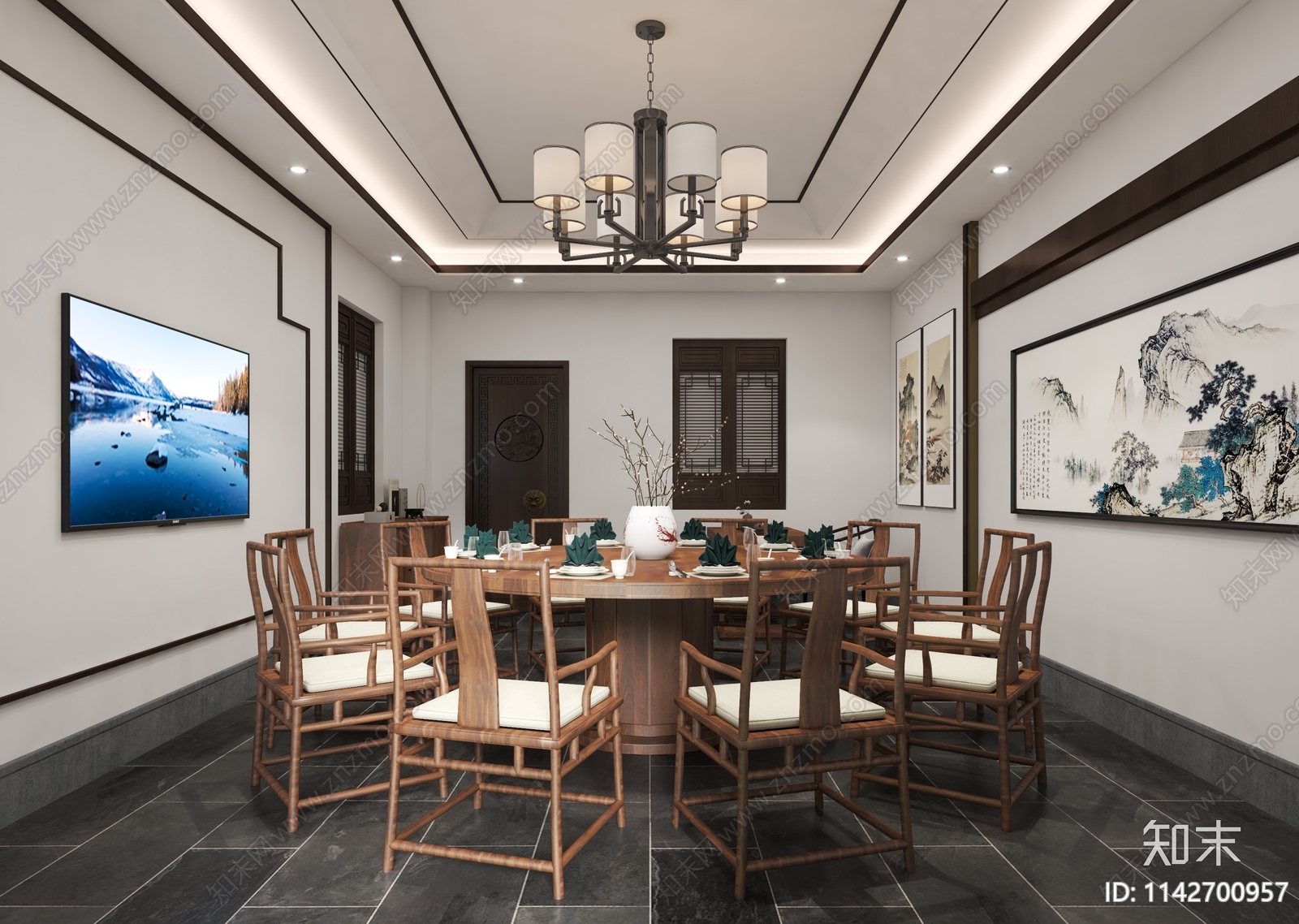 中式包厢3d模型下载【id1142700957】知末3d模型网