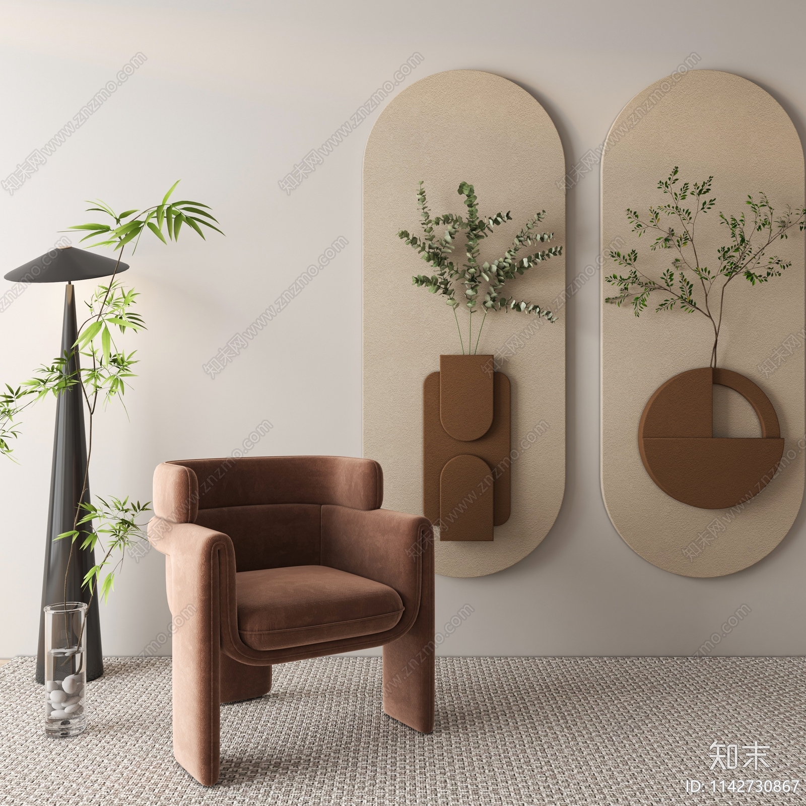 现代奶油风墙饰挂件3d模型下载【id1142730867】知末3d模型网