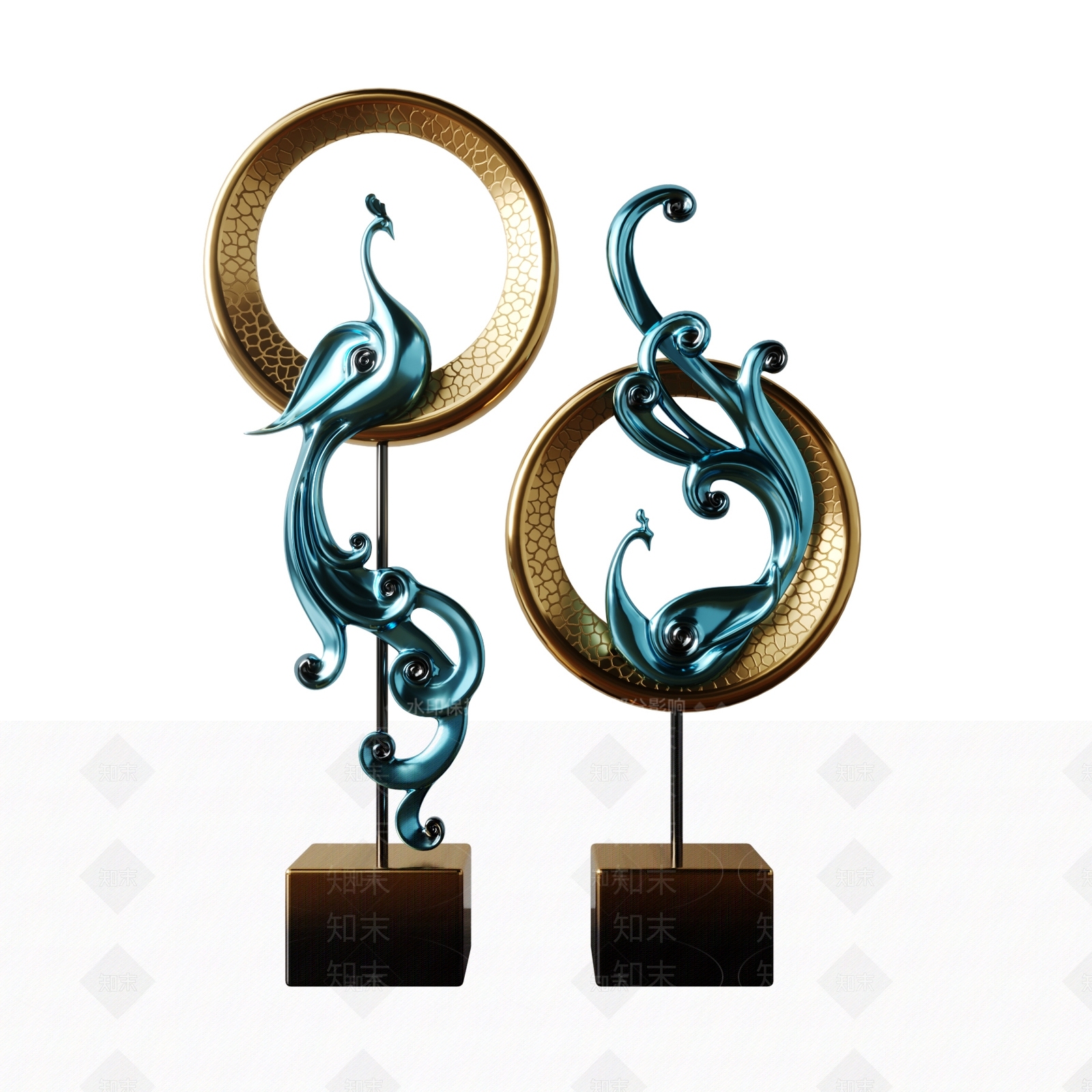 现代金属凤凰摆件SU模型下载【ID:1142825077】_知末su模型网