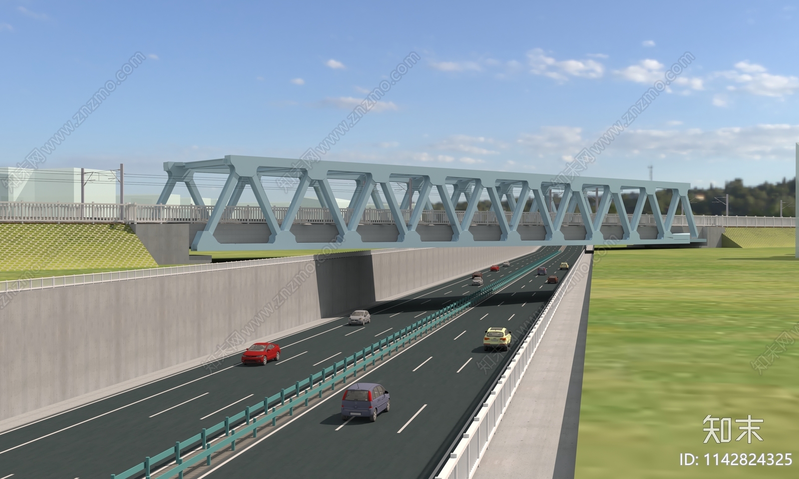 铁路钢桁架桥梁3d模型下载【id1142824325】知末3d模型网