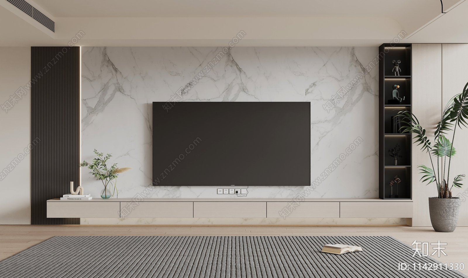 现代客厅电视背景墙3d模型下载【id1142911330】知末3d模型网