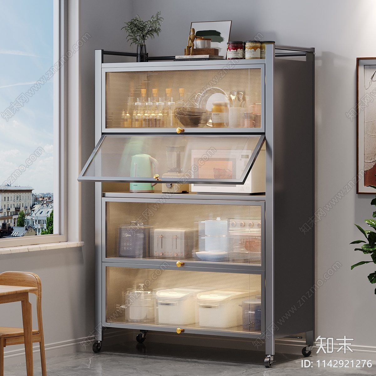现代储物架3d模型下载【id1142921276】知末3d模型网