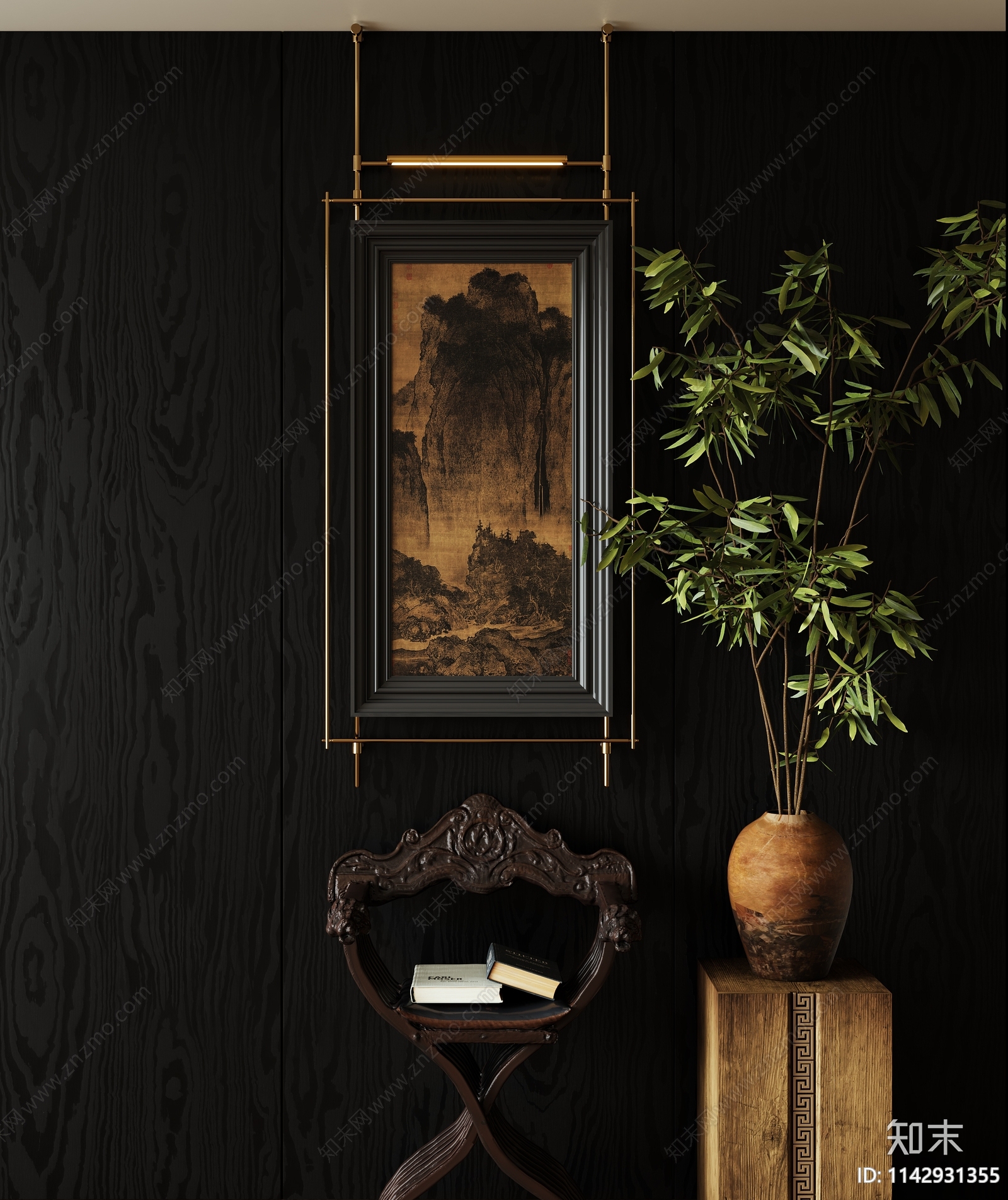 新中式高级装饰画3d模型下载【id1142931355】知末3d模型网
