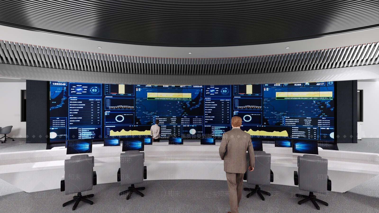 现代科技调度指挥大厅SU模型下载【ID:1142941472】_知末su模型网