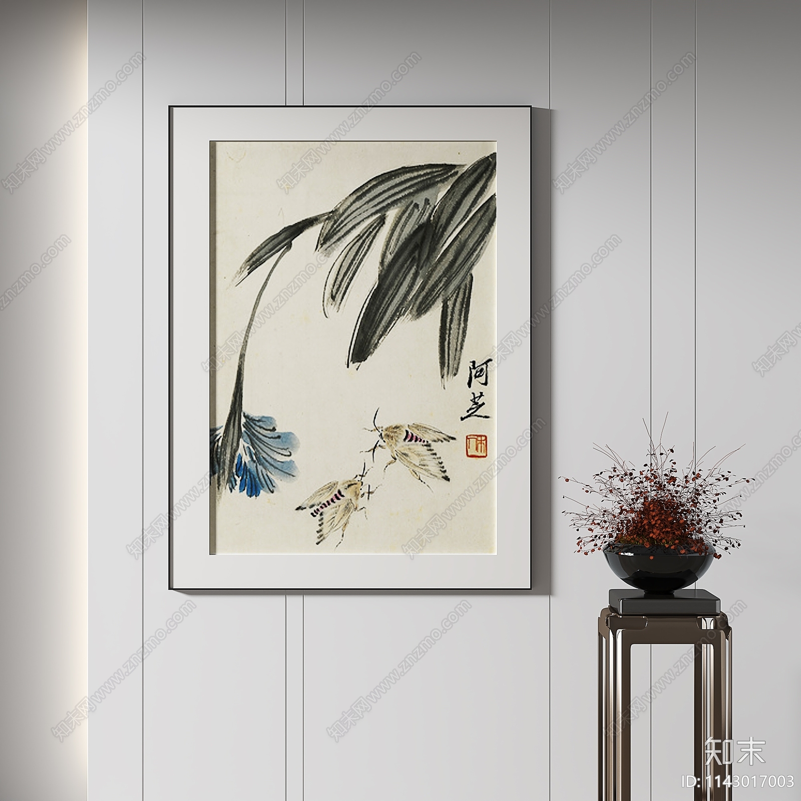 现代中古简约装饰画3d模型下载【id1143017003】知末3d模型网