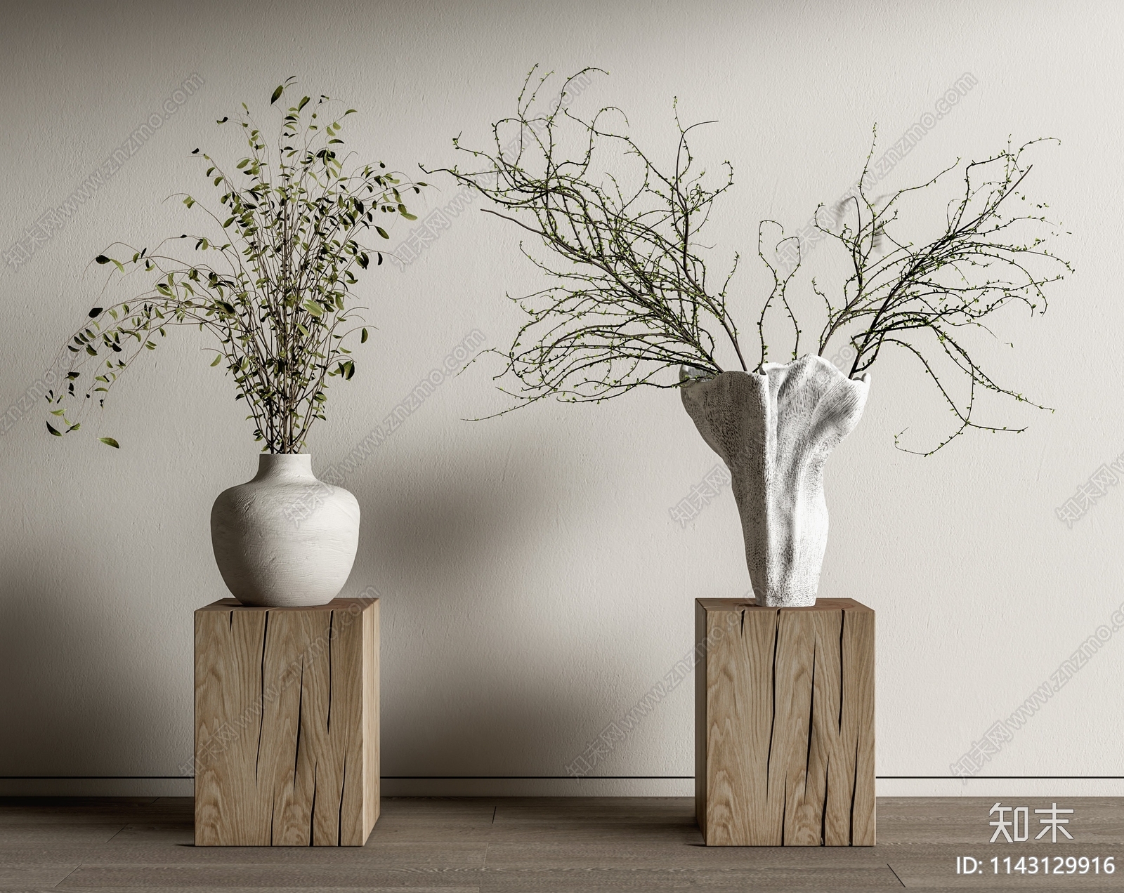 现代花瓶花艺3d模型下载【id1143129916】知末3d模型网