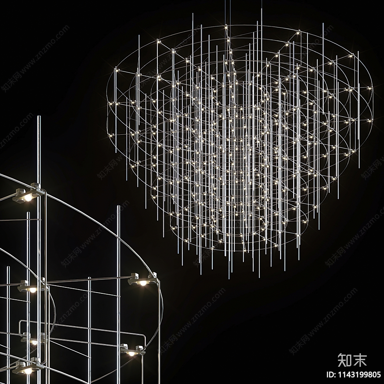 现代轻奢水晶灯3d模型下载【id1143199805】知末3d模型网