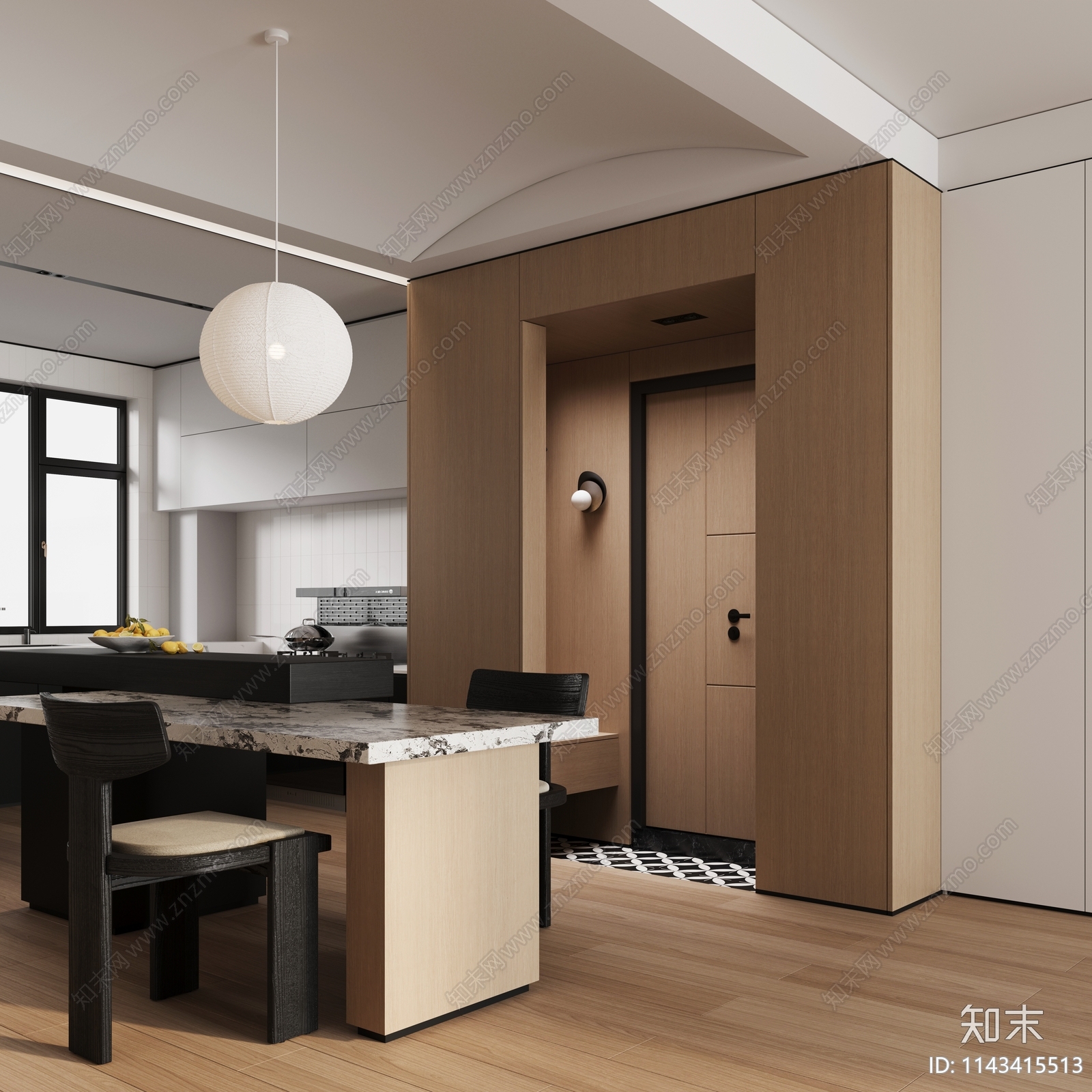 现代原木风餐厅3d模型下载【id1143415513】知末3d模型网