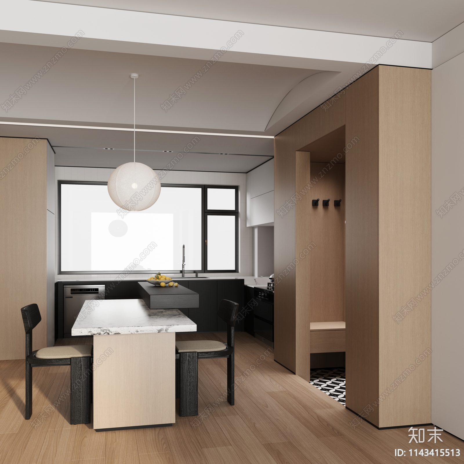 现代原木风餐厅3d模型下载【id1143415513】知末3d模型网