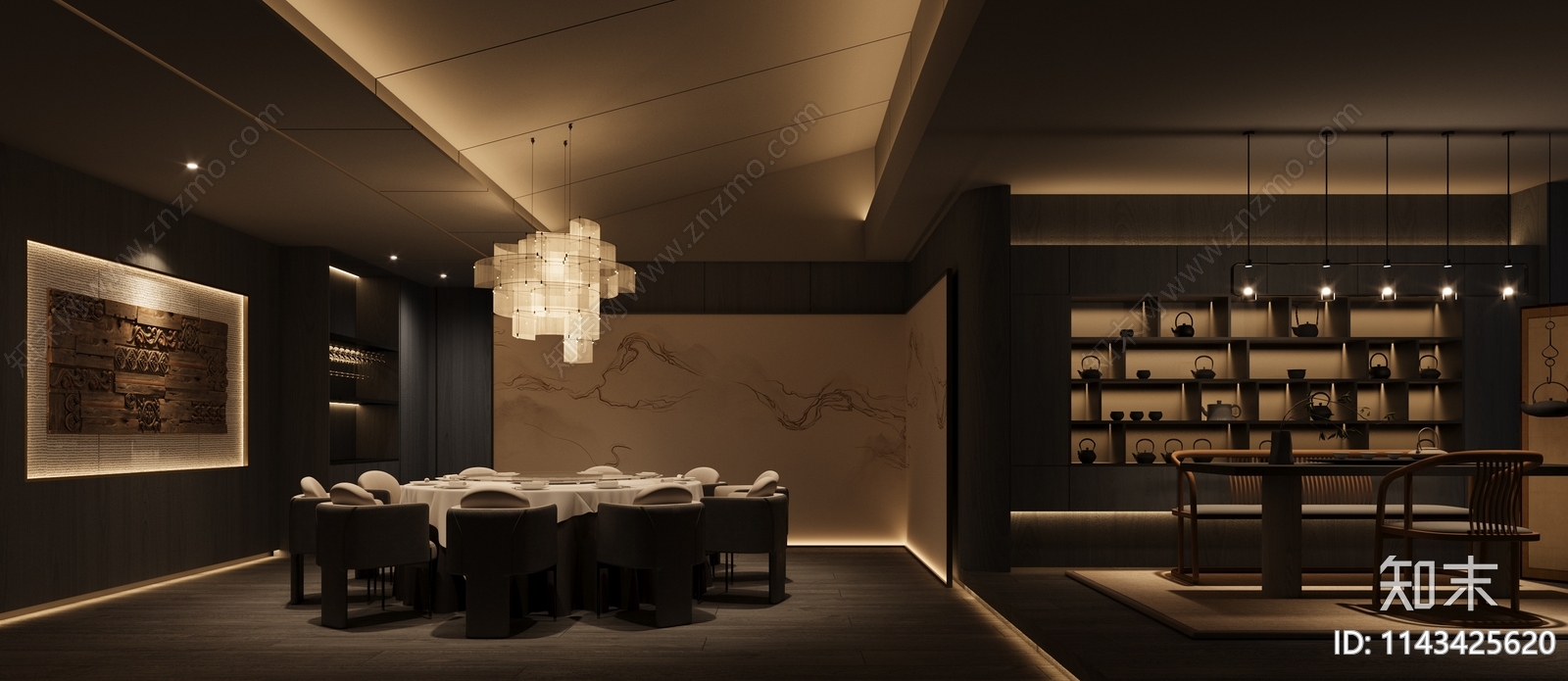 酒店餐饮包厢3d模型下载【id1143425620】知末3d模型网