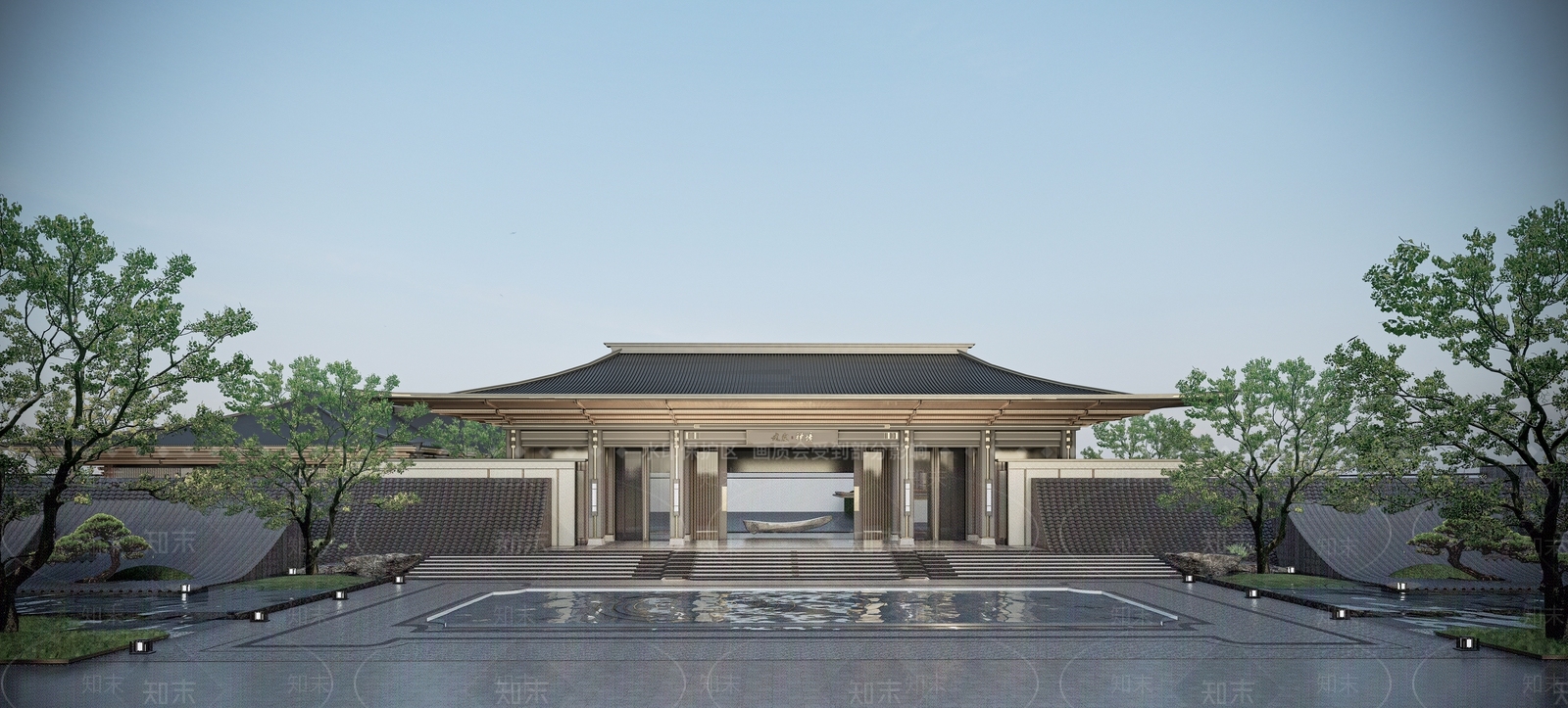 建发新中式示范区景观su模型下载【id1143442116】知末su模型网 