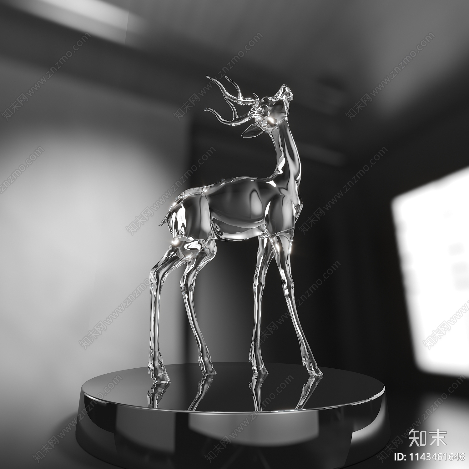 现代水晶鹿模型摆件造景3d模型下载【id1143461646】知末3d模型网