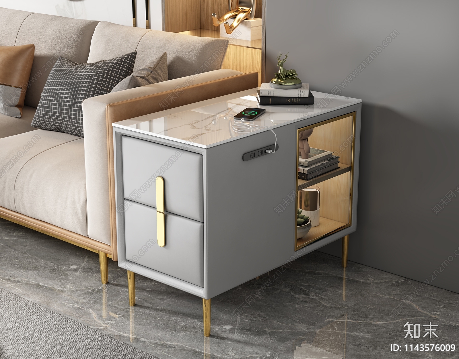 现代轻奢沙发边几角几3d模型下载【id1143576009】知末3d模型网