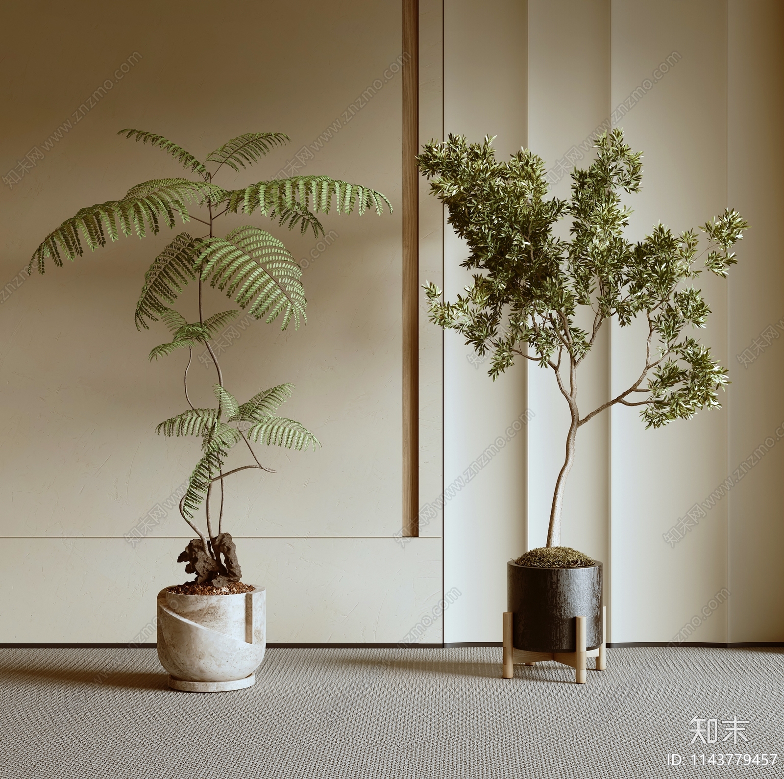 现代绿植盆栽3d模型下载【id1143779457】知末3d模型网