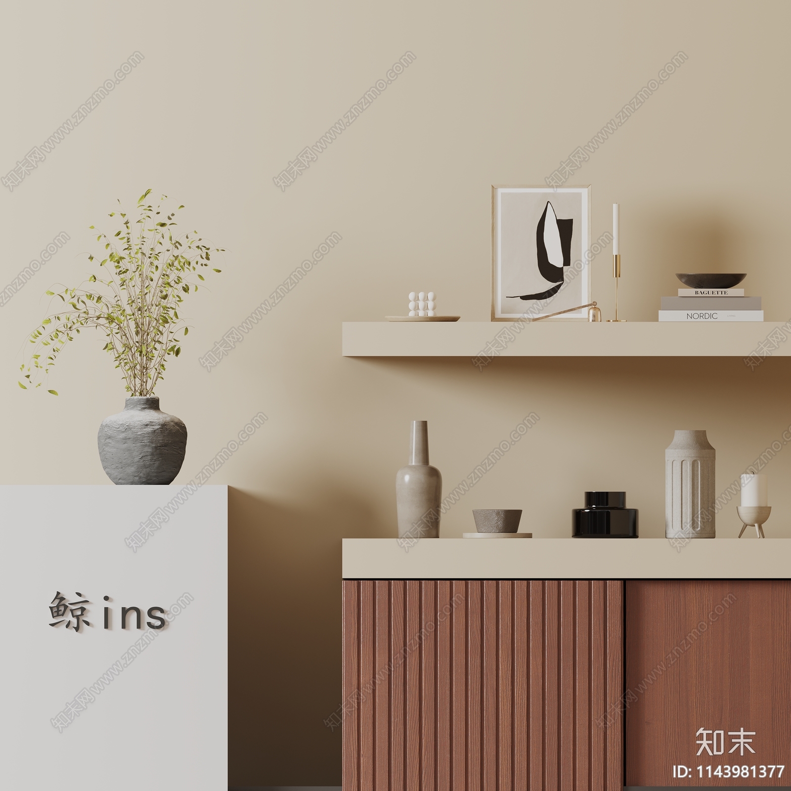 侘寂中古风摆件组合3d模型下载【id1143981377】知末3d模型网