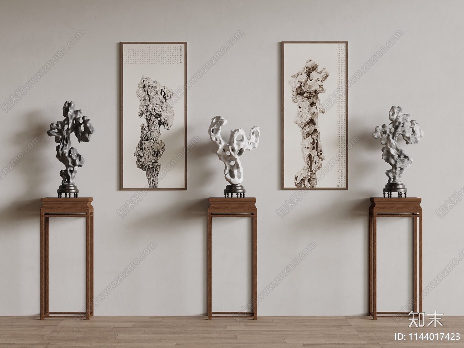 现代太湖石装饰画3d模型下载【id1144017423】知末3d模型网