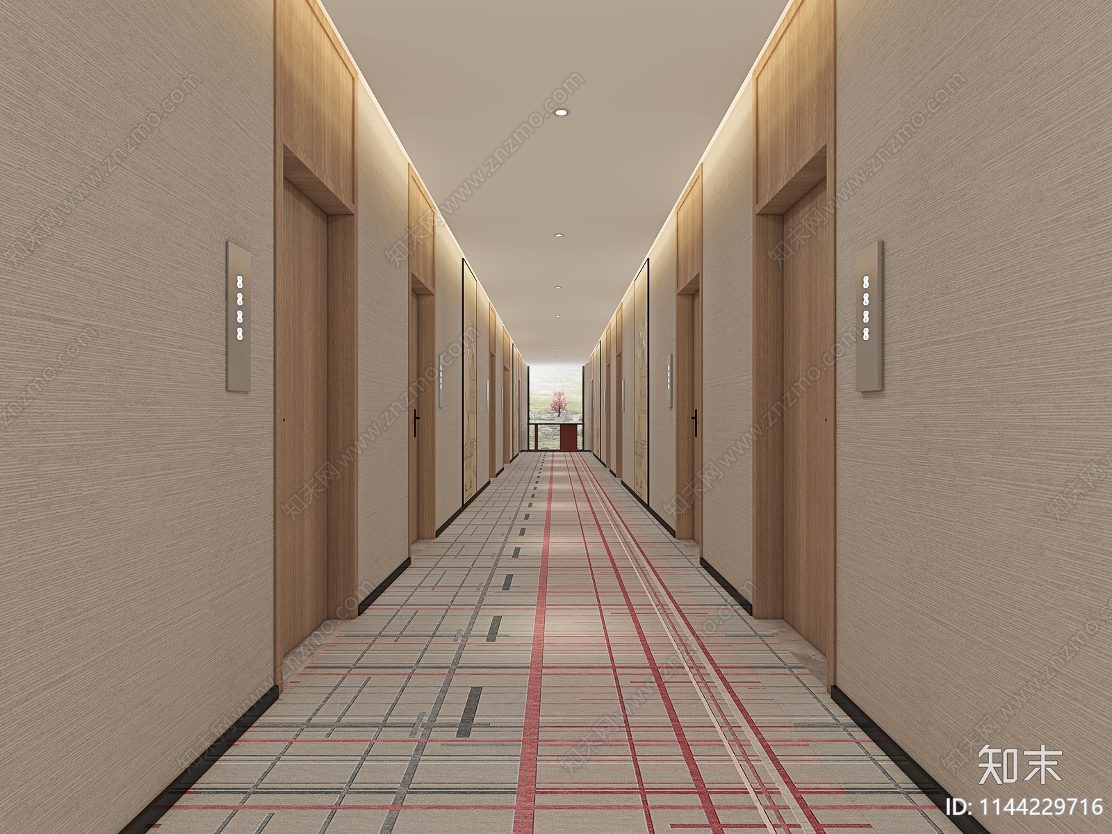 现代酒店走廊3d模型下载【id1144229716】知末3d模型网