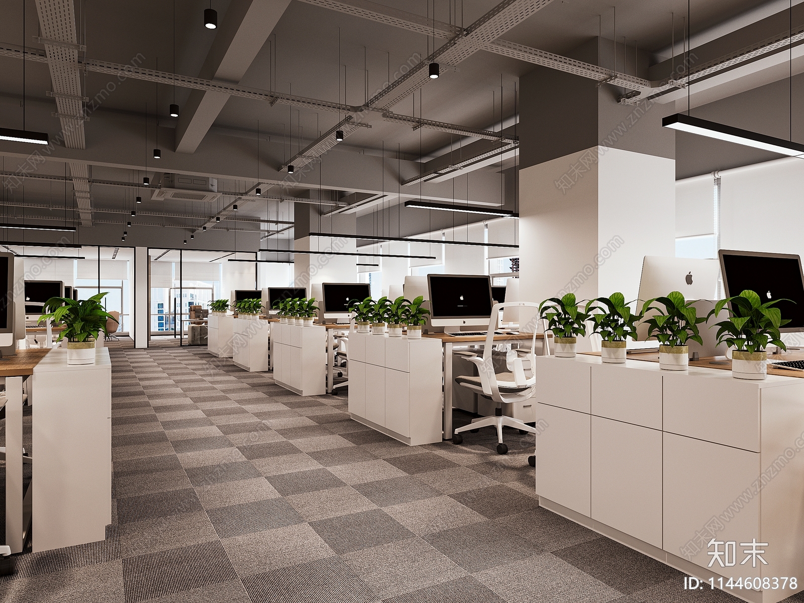 公共办公室3d模型下载【id1144608378】知末3d模型网