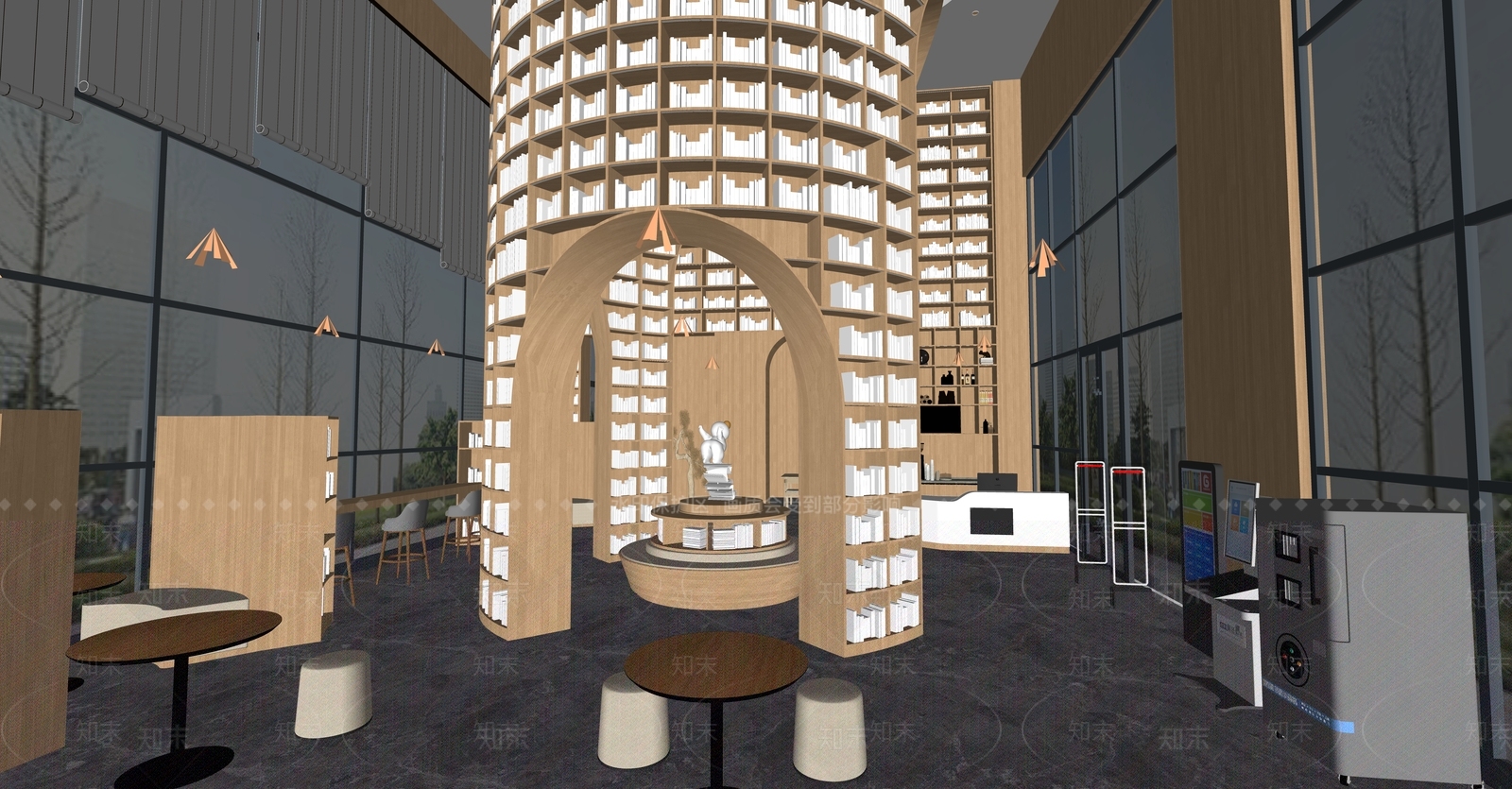 现代图书馆SU模型下载【ID:1144635418】_知末su模型网