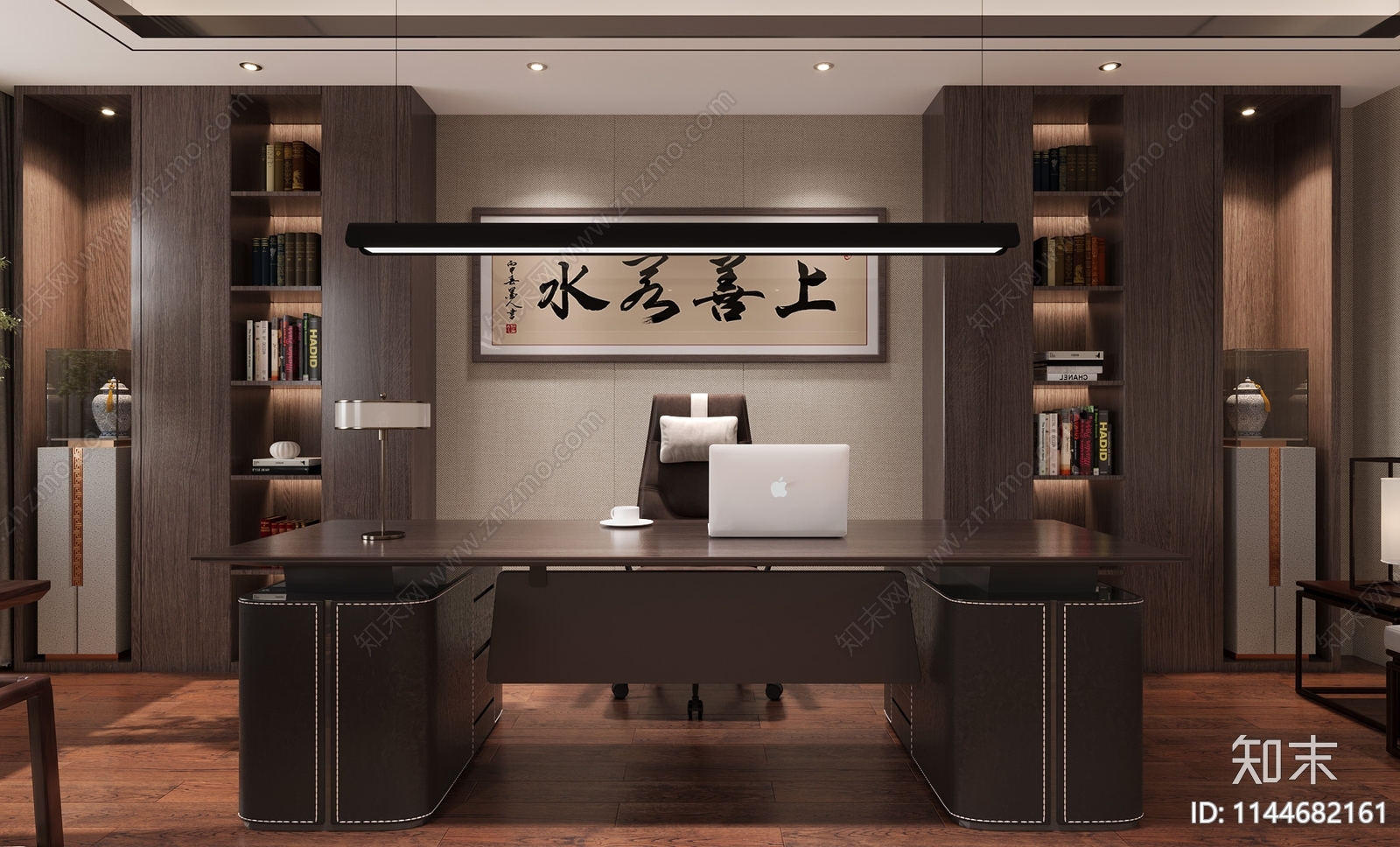 新中式总经理办公室3d模型下载【id1144682161】知末3d模型网