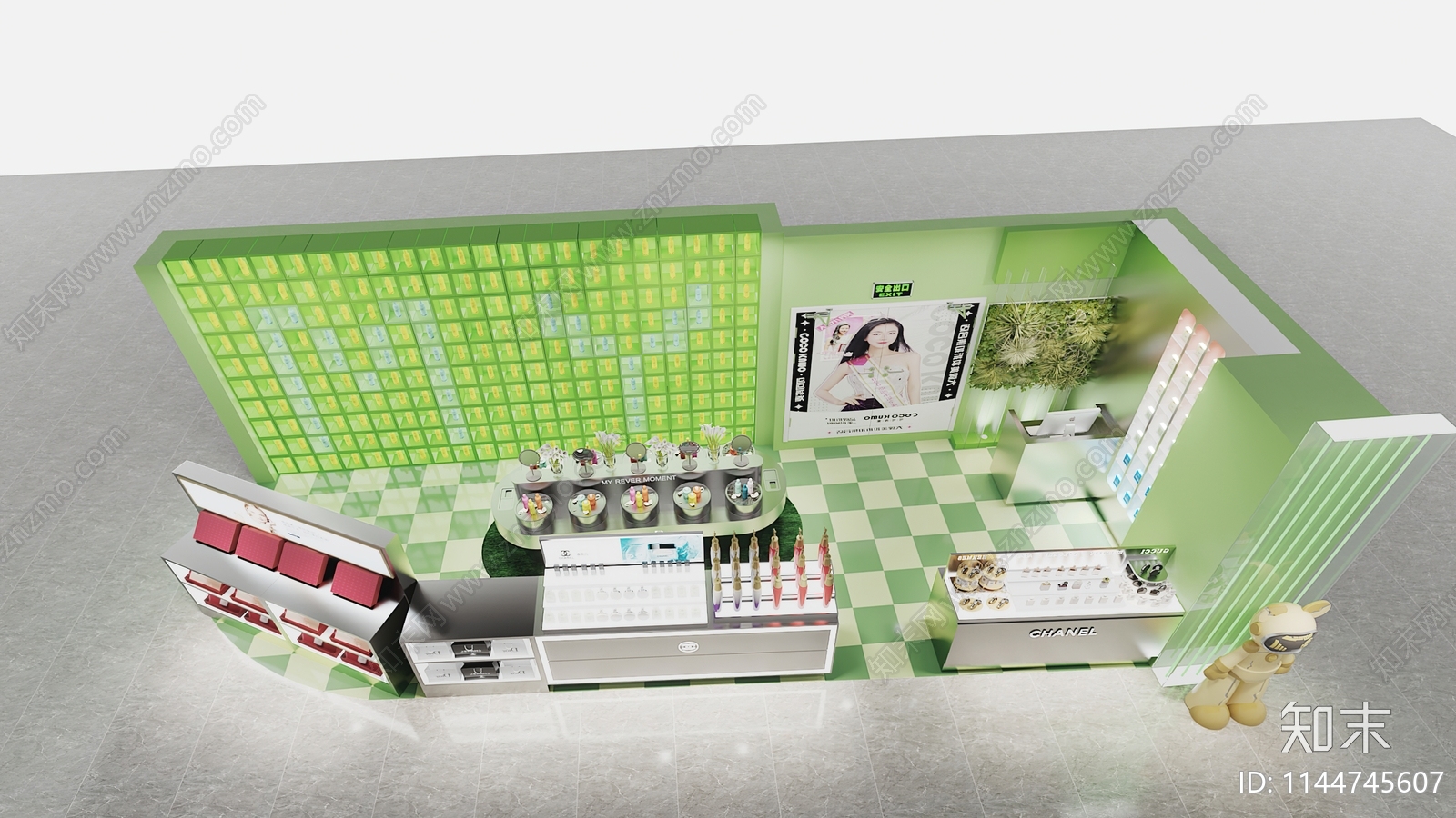 现代网红彩妆店3d模型下载【id1144745607】知末3d模型网