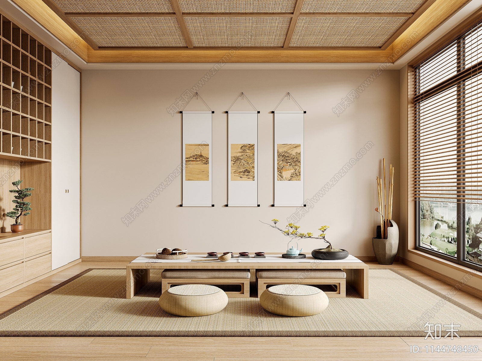 日式榻榻米茶室3d模型下载【id1144748450】知末3d模型网