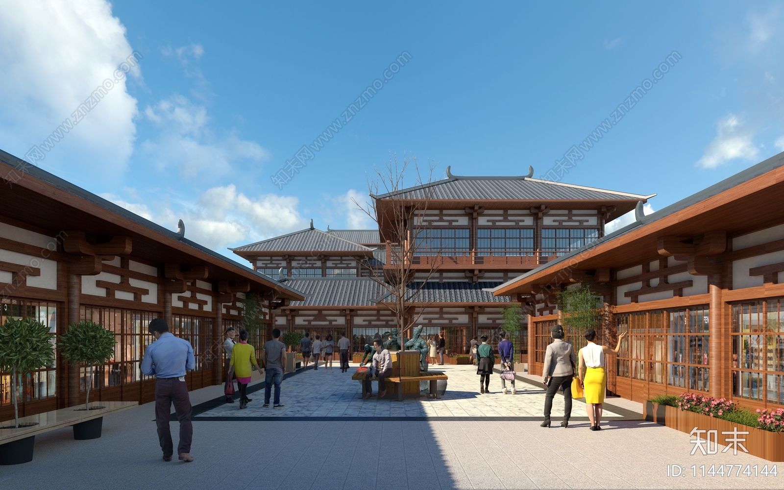 中式古建商业街3d模型下载【id1144774144】知末3d模型网