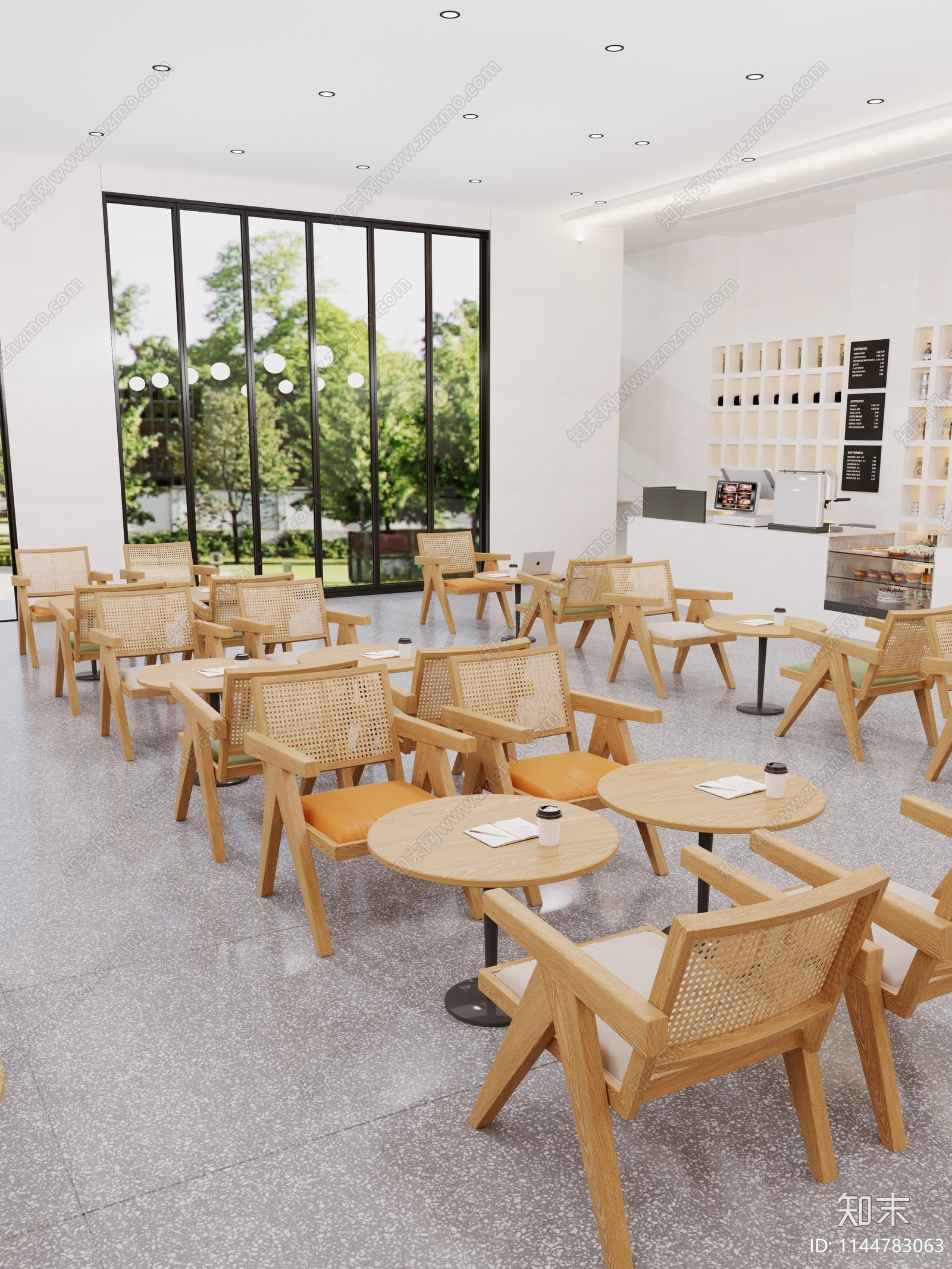现代侘寂风奶油风咖啡店奶茶店网红店3d模型下载【id1144783063】知末3d模型网