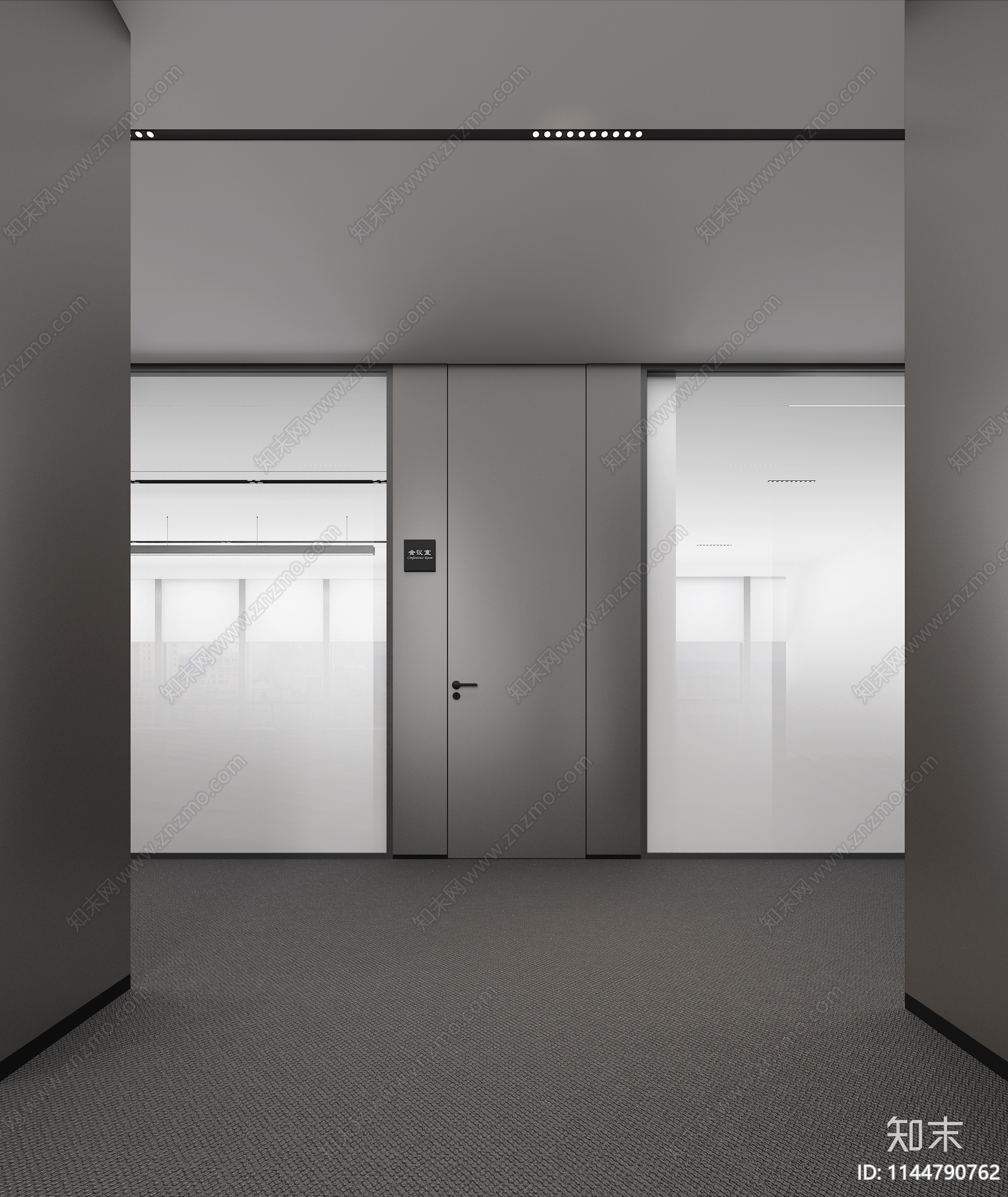 现代办公走廊经理室3d模型下载【id1144790762】知末3d模型网