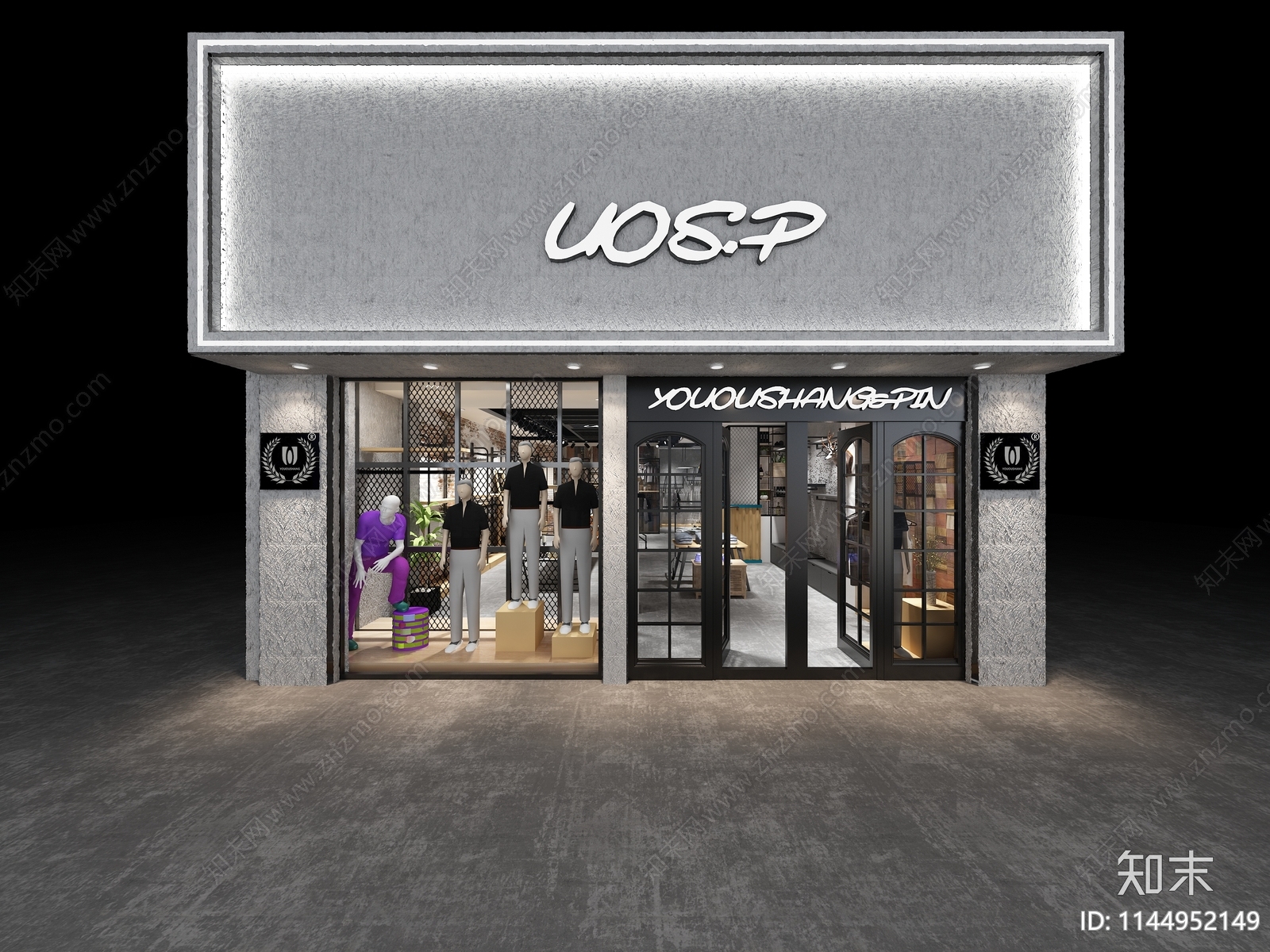 现代服装店门头门面3d模型下载【id1144952149】知末3d模型网