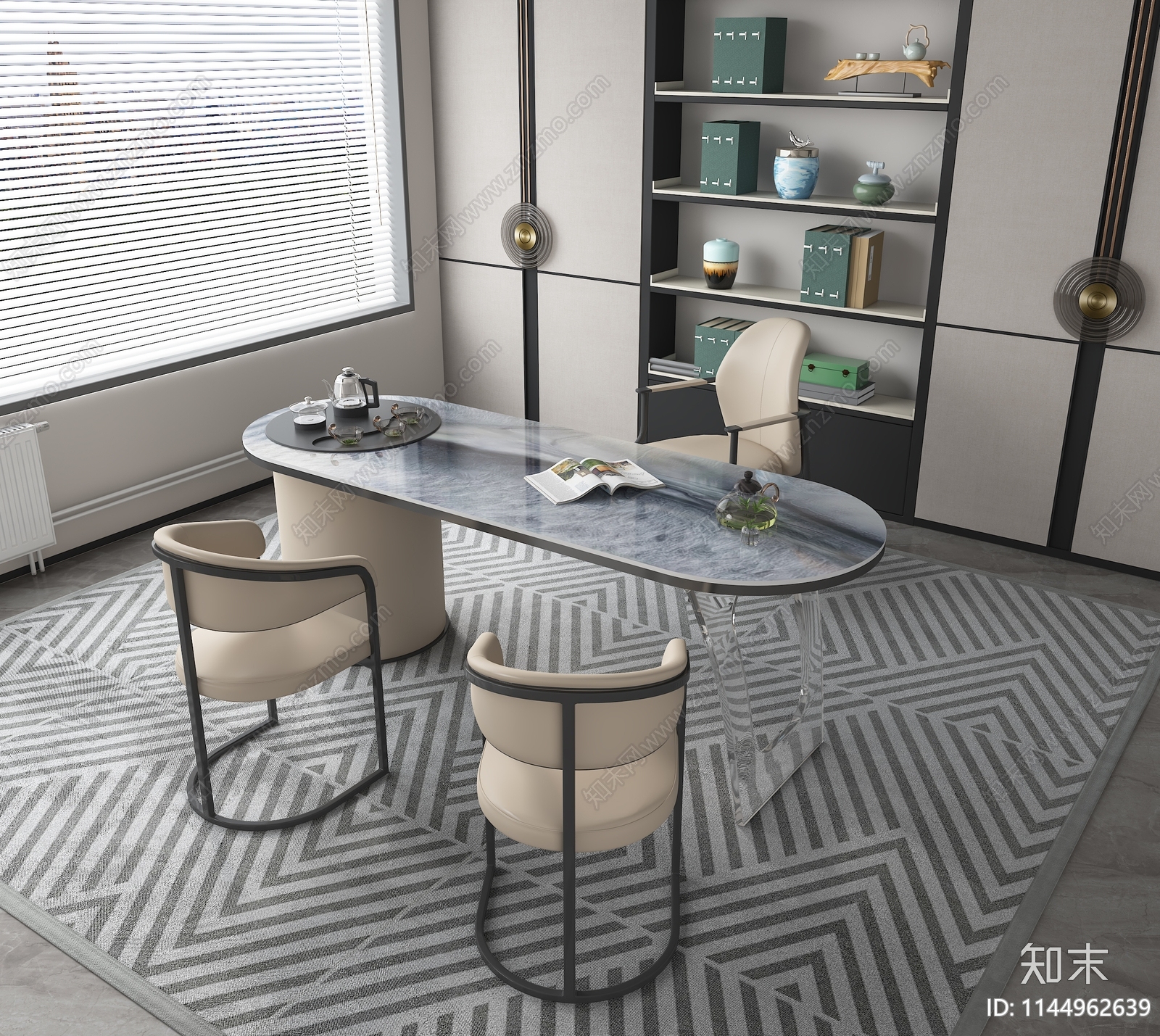 现代茶桌椅组合3d模型下载【id1144962639】知末3d模型网