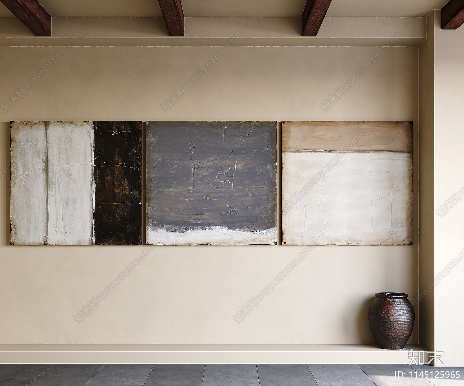 侘寂风装饰画su模型下载【id1145125965】知末su模型网