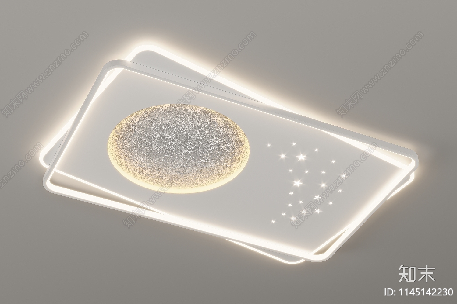 极简吸顶灯3d模型下载【id1145142230】知末3d模型网