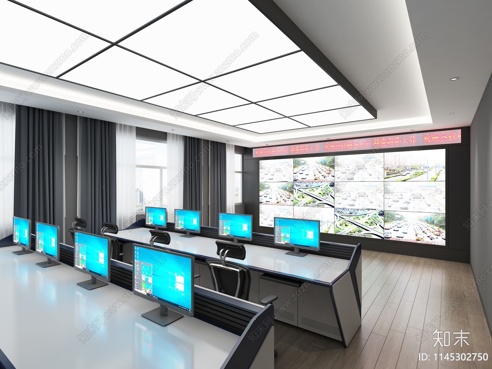 现代公安监控室3d模型下载【id1145302750】知末3d模型网