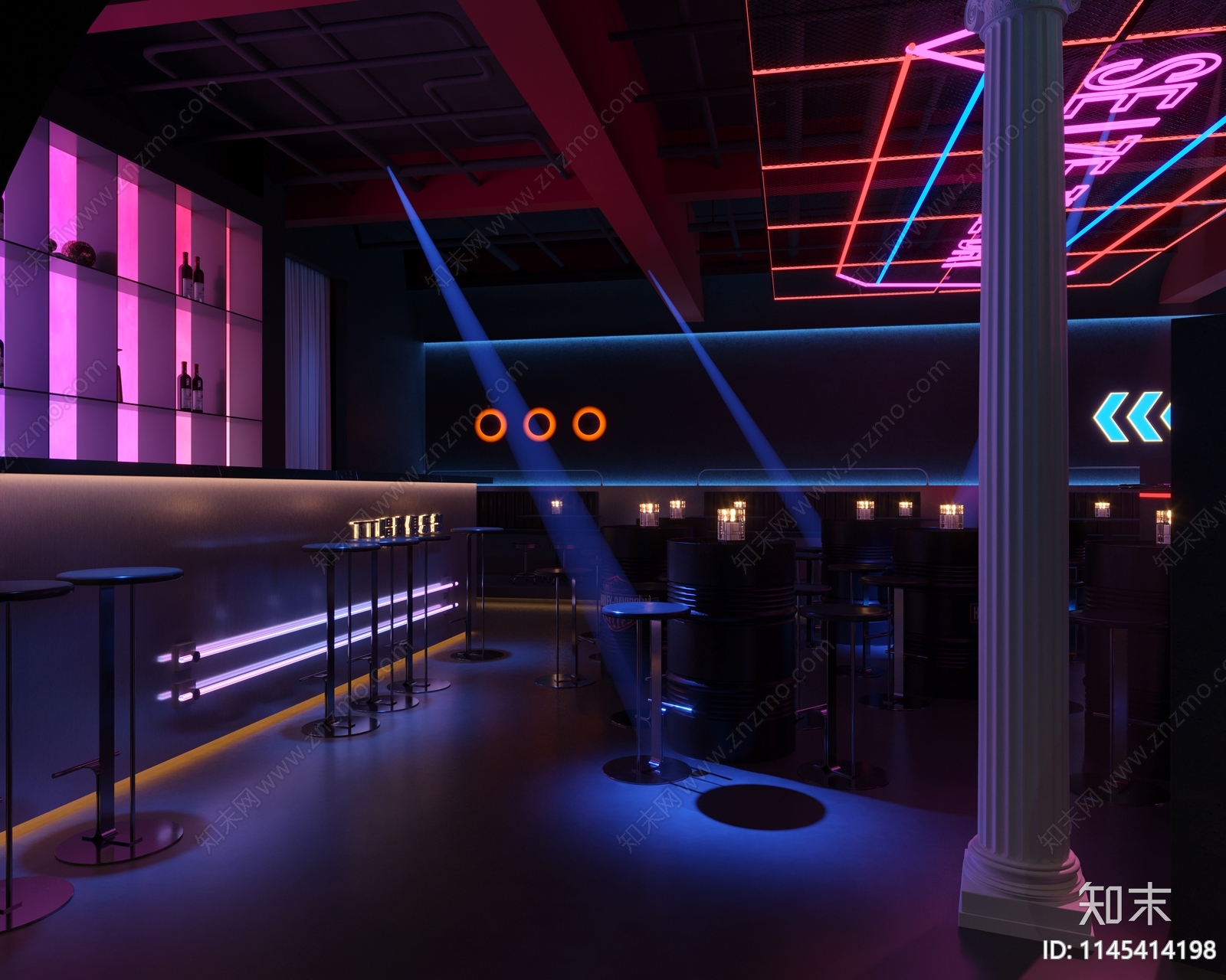现代网红酒吧3d模型下载【id1145414198】知末3d模型网