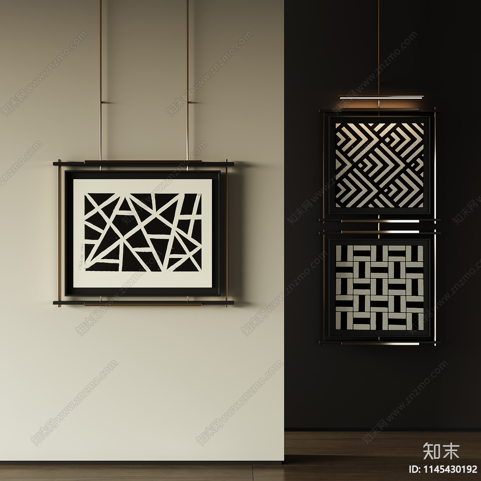 现代中古风装饰画3d模型下载【id1145430192】知末3d模型网