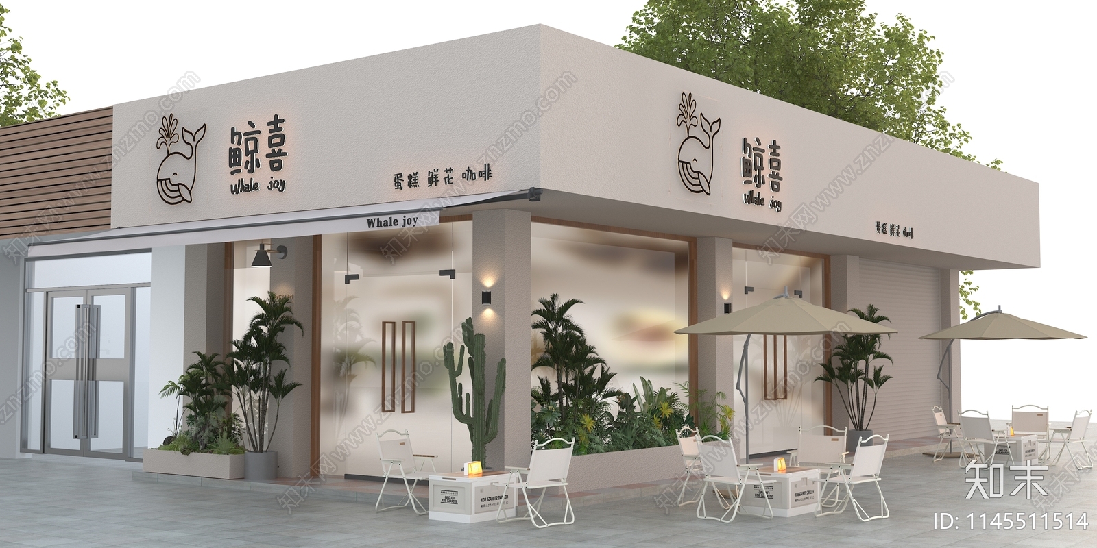 现代甜品面包店门头门面3d模型下载【id1145511514】知末3d模型网