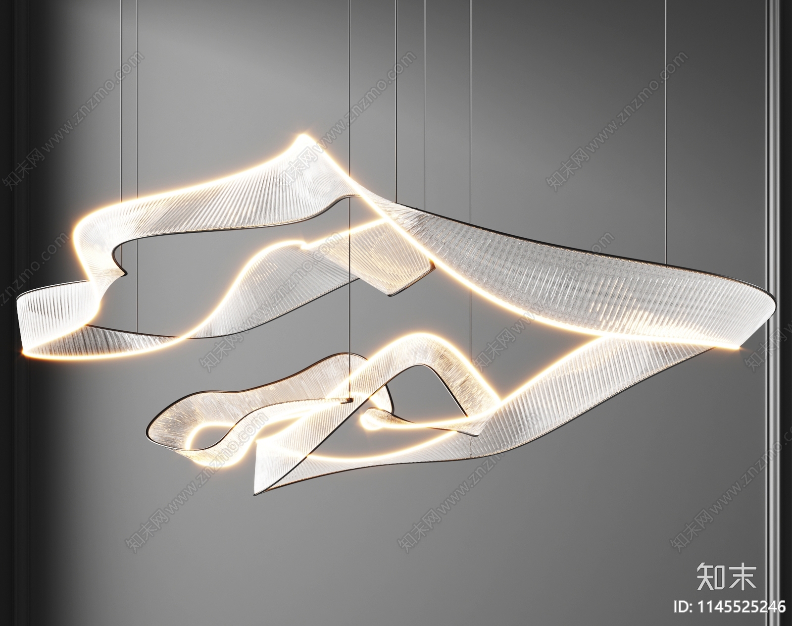 现代艺术玻璃吊灯3d模型下载【id1145525246】知末3d模型网
