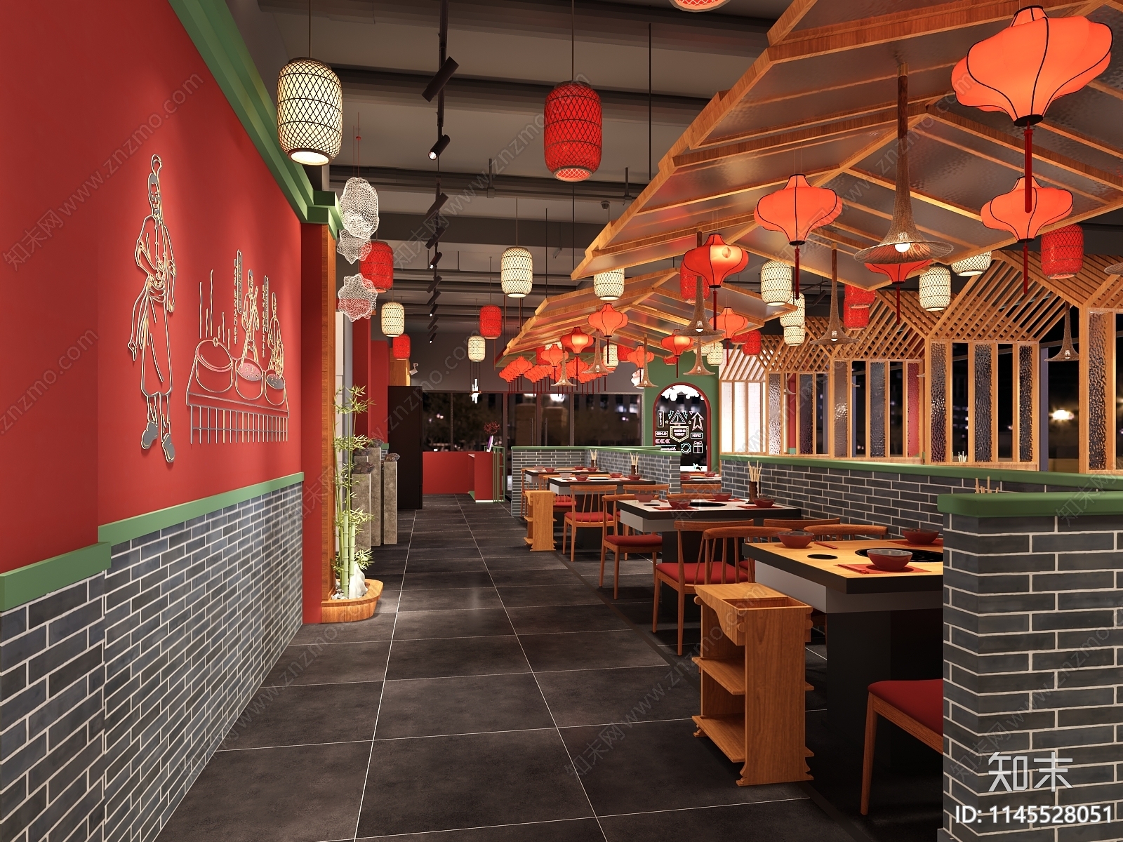 新中式国风主题火锅店3d模型下载【id1145528051】知末3d模型网