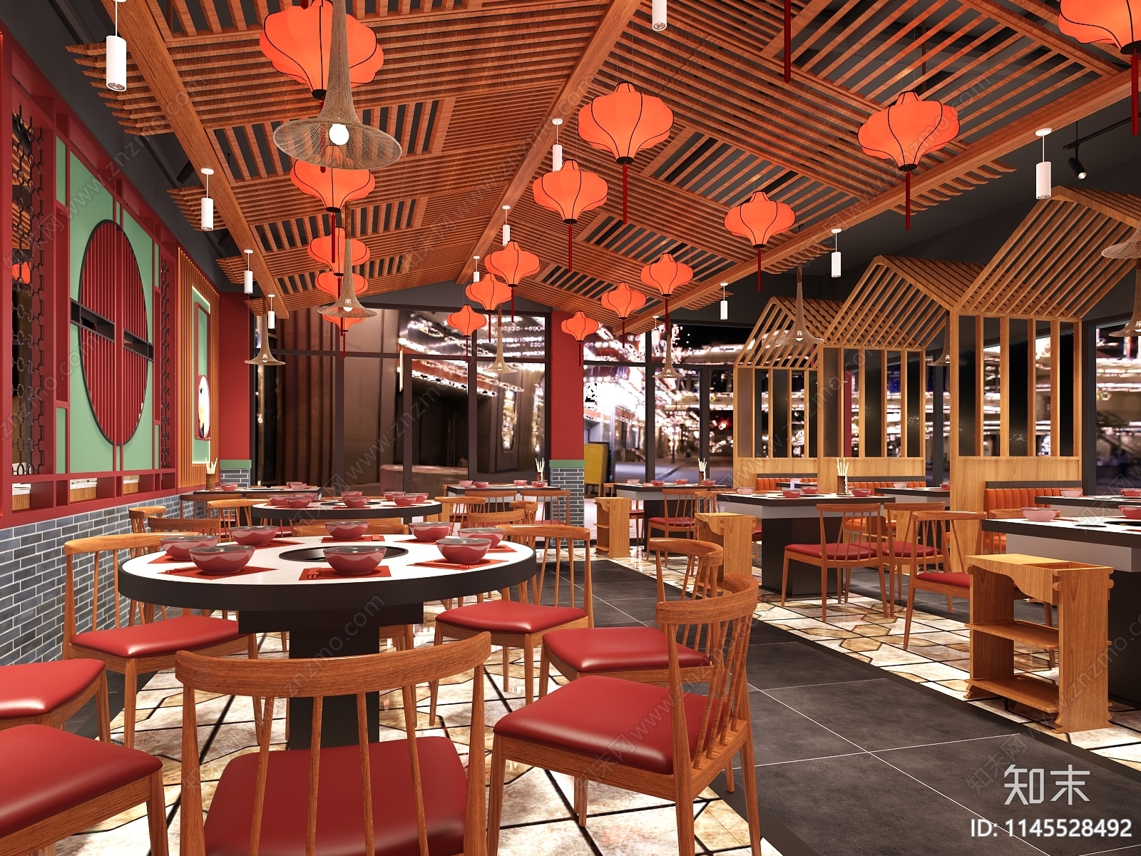 新中式中国风主题火锅店3d模型下载【id1145528492】知末3d模型网