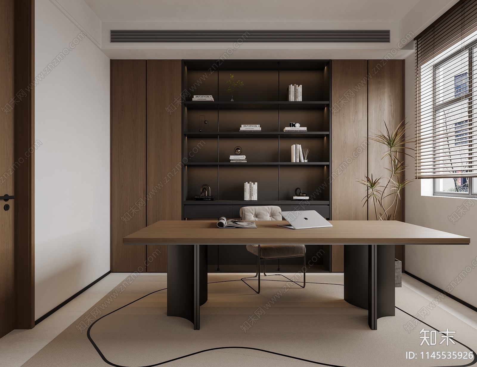 现代意式书房3d模型下载【id1145535926】知末3d模型网