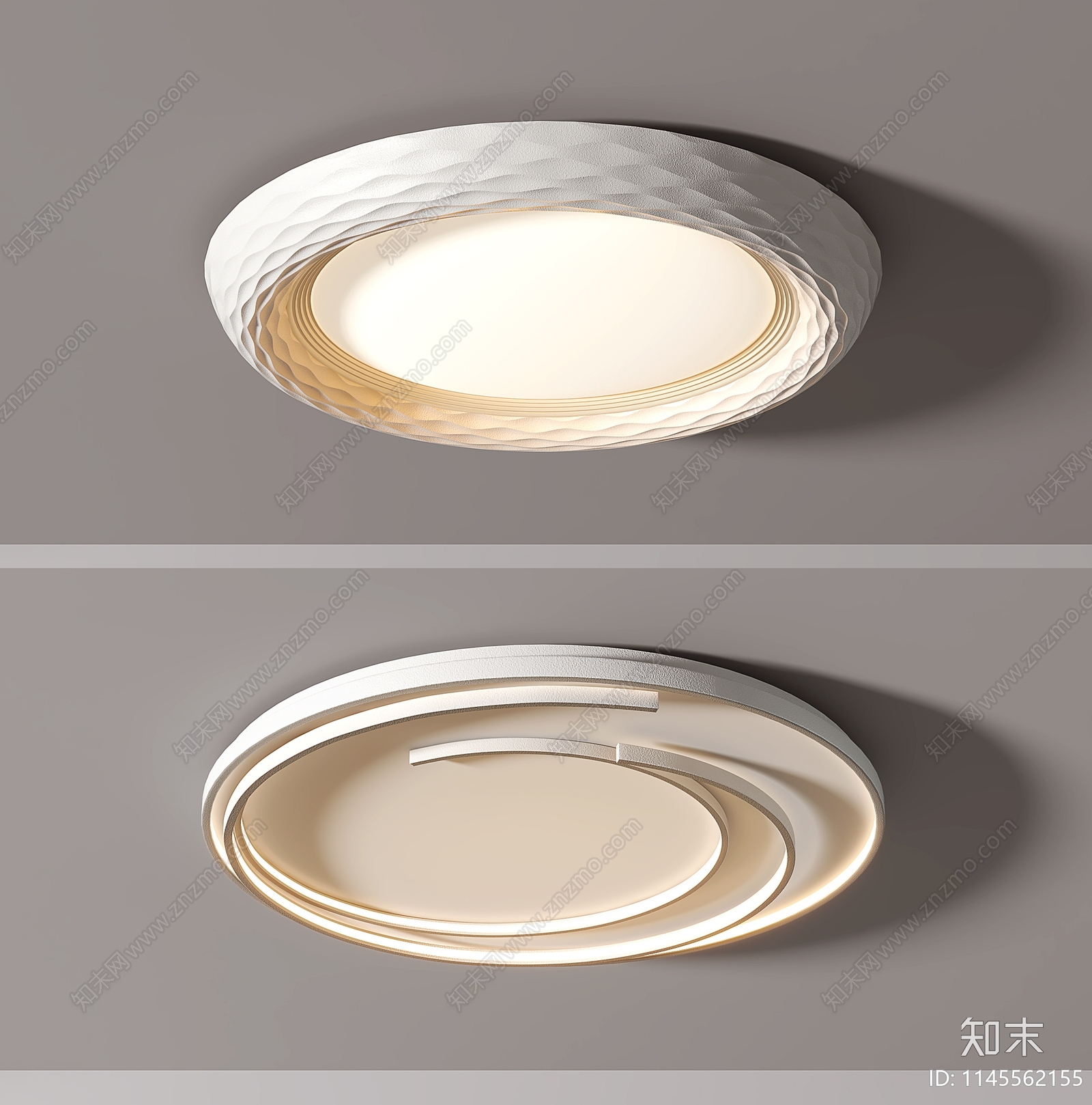 现代奶油风吸顶灯3d模型下载【id1145562155】知末3d模型网