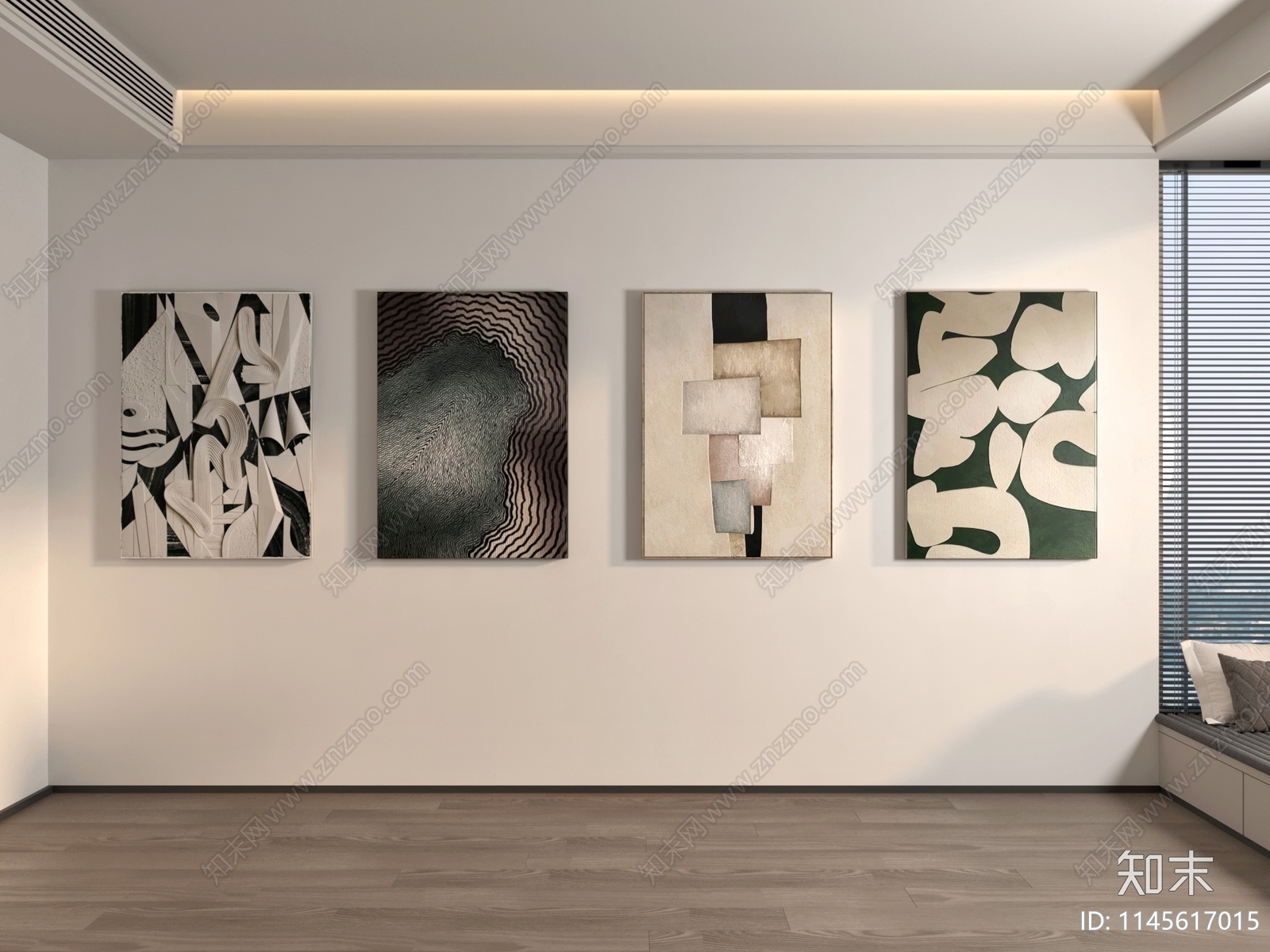 侘寂风挂画3d模型下载【id1145617015】知末3d模型网