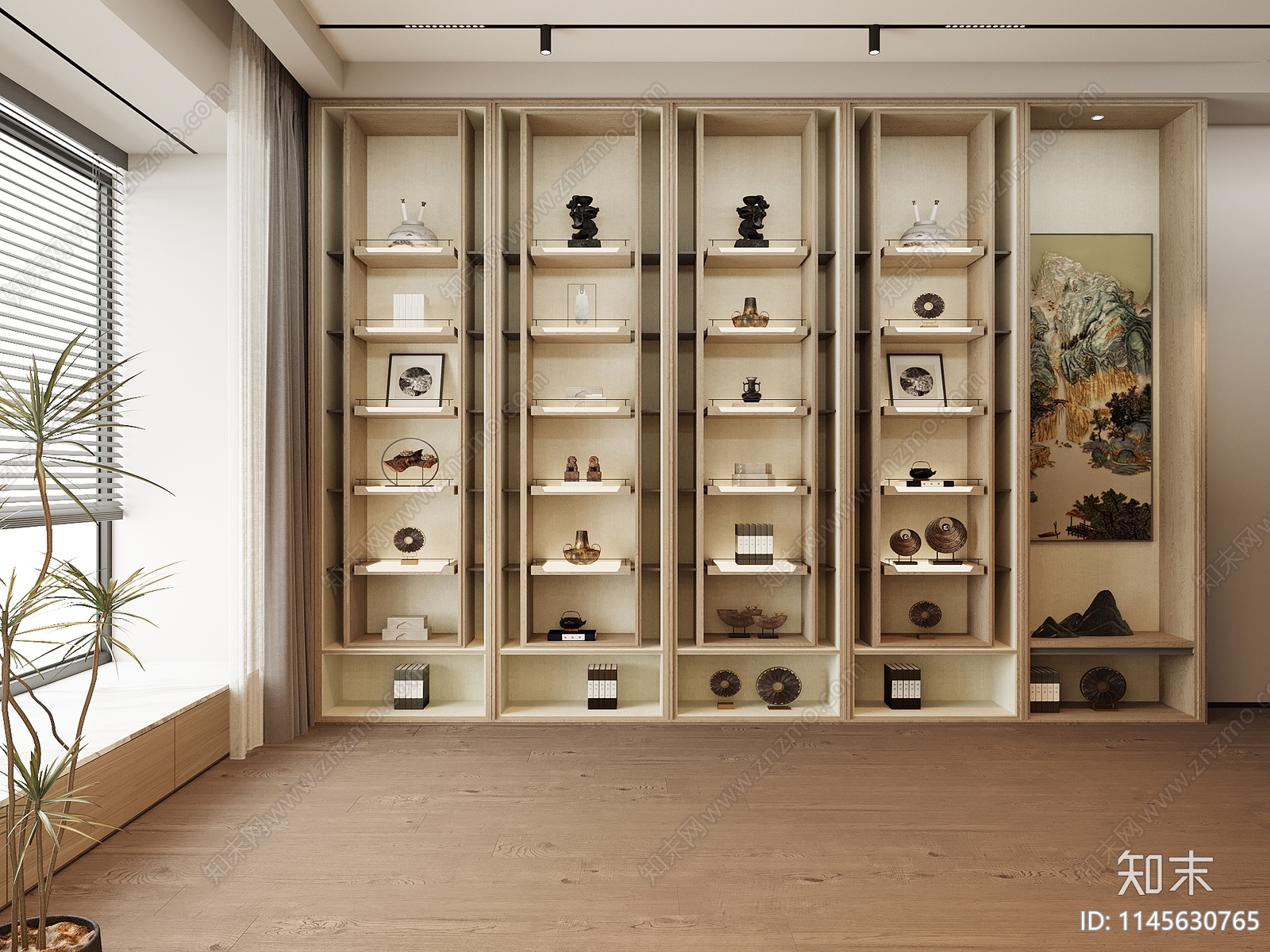 新中式装饰柜3d模型下载【id1145630765】知末3d模型网
