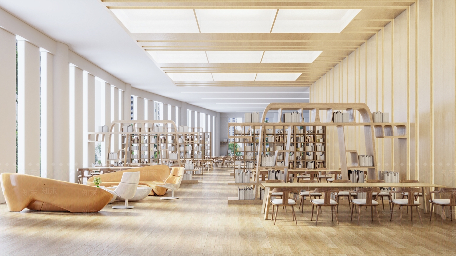 现代图书馆SU模型下载【ID:1145710786】_知末su模型网