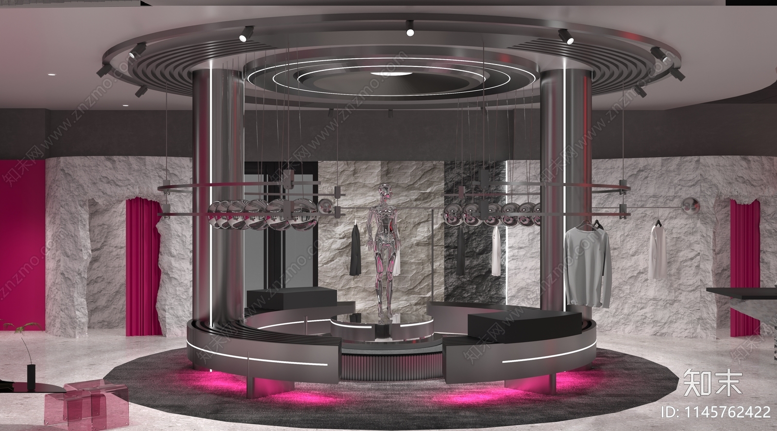 现代科技感服装店面3d模型下载【id1145762422】知末3d模型网