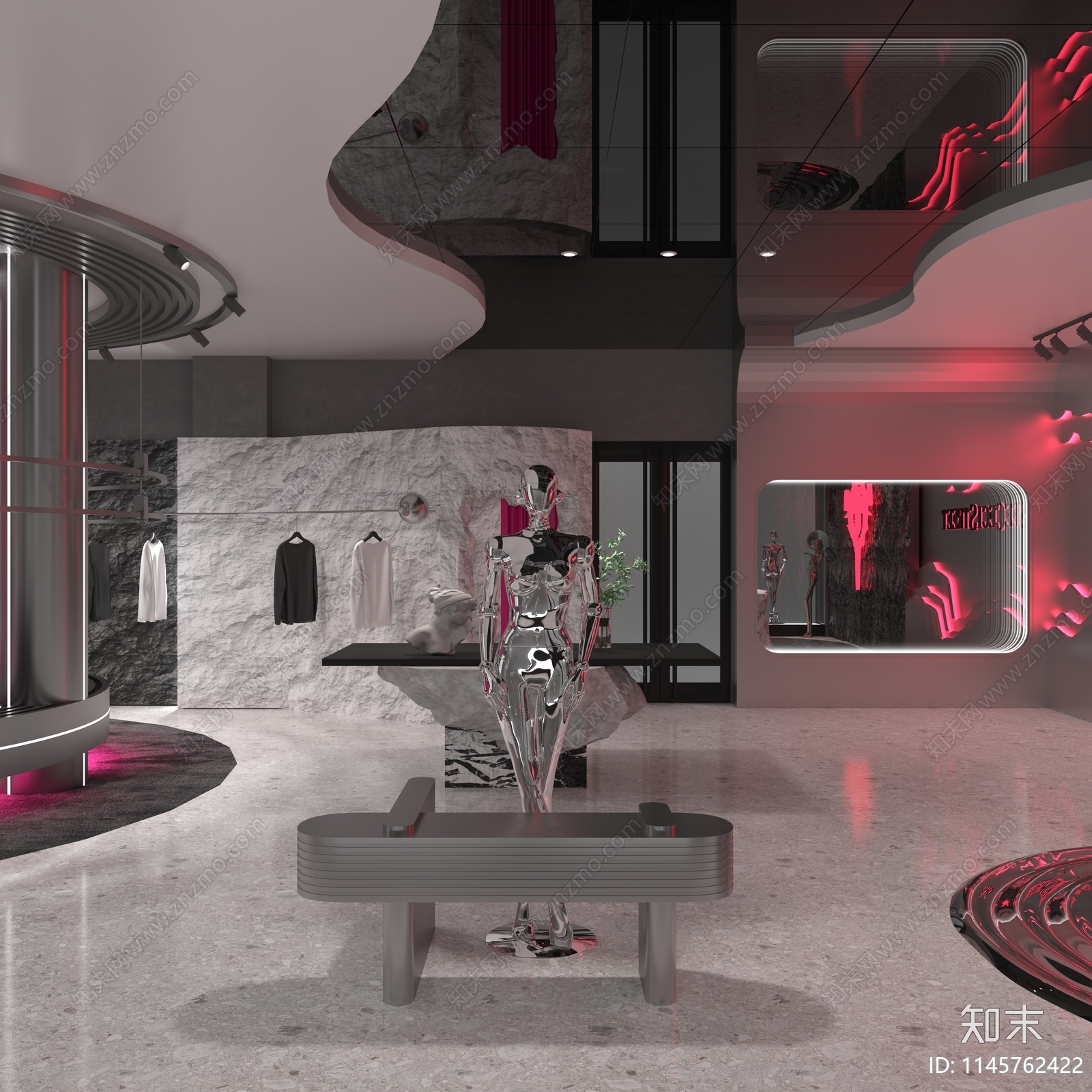 现代科技感服装店面3d模型下载【id1145762422】知末3d模型网